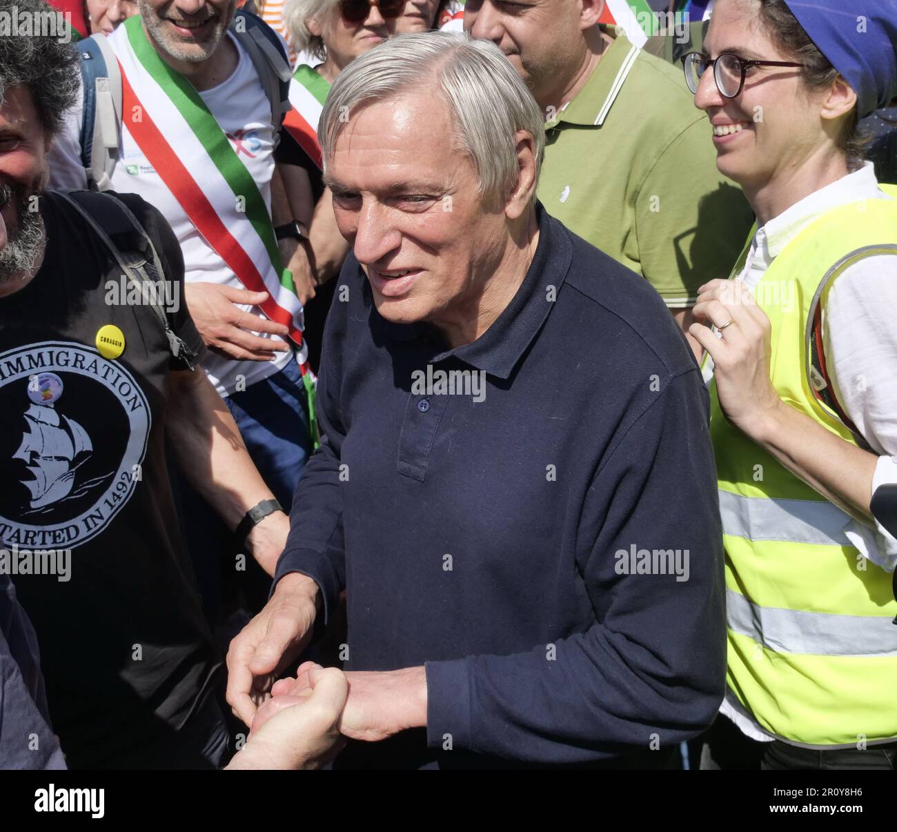 Don Luigi Ciotti at the march of the peace organized by the cities of ...