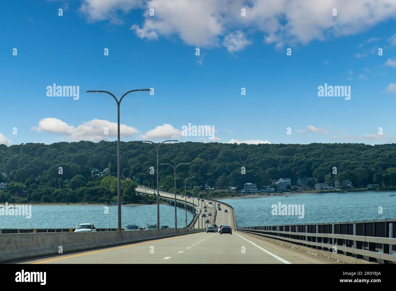 Drivers’ perspective view over the road of the I-287 leaving the twin ...