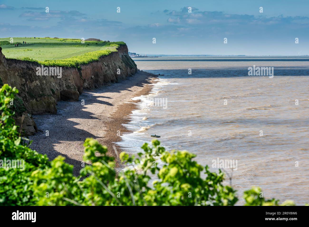 Herne Bay in Kent, England viewed from the coastal path between ...