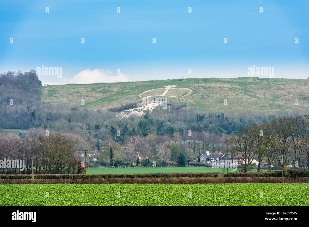 The Crown at Wye near Ashford, Kent, England, carved into the chalk ...