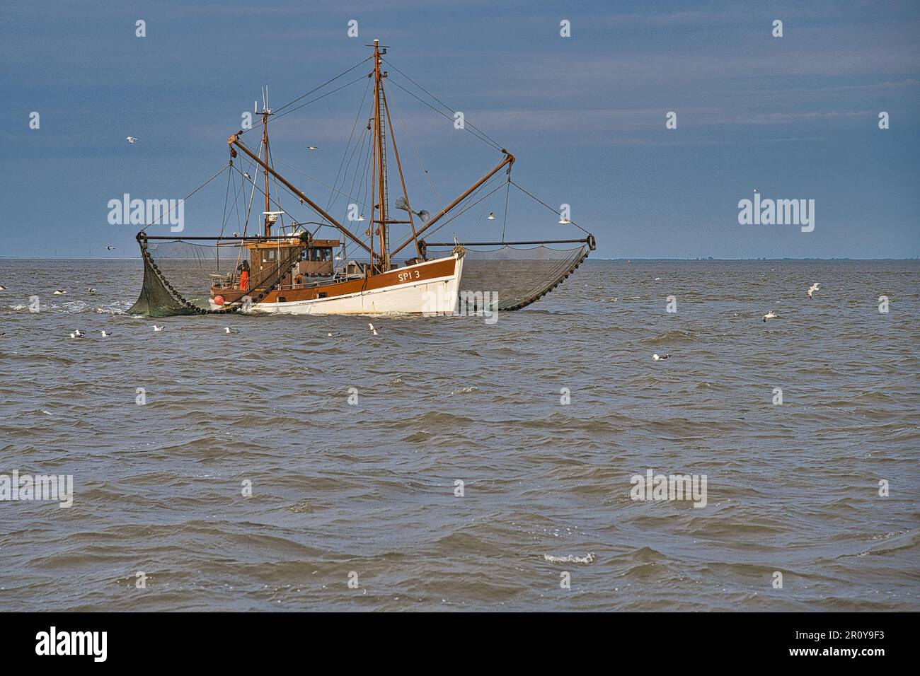 Krabbenfischer, Krabbenkutter, Schleppnetz, Trawl, Trawl net, Nordsee ...