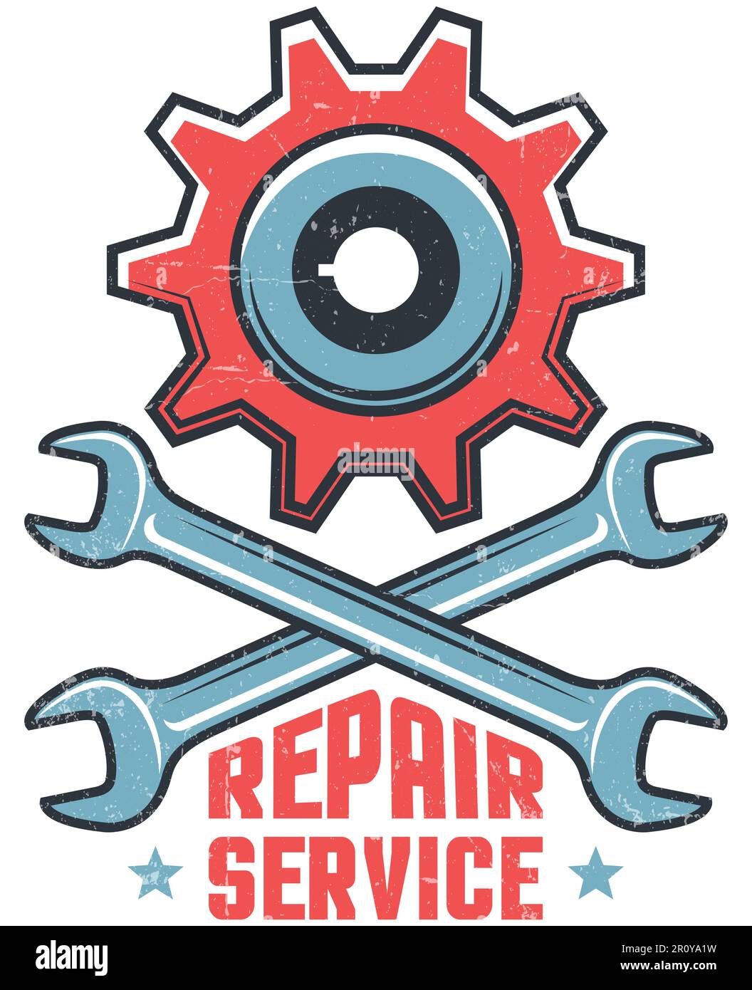 Repair workshop - vintage emblem with gear and spanner Stock Vector ...