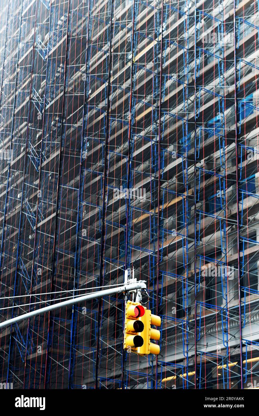 Traffic Lights on construction building background - Street Scene New ...