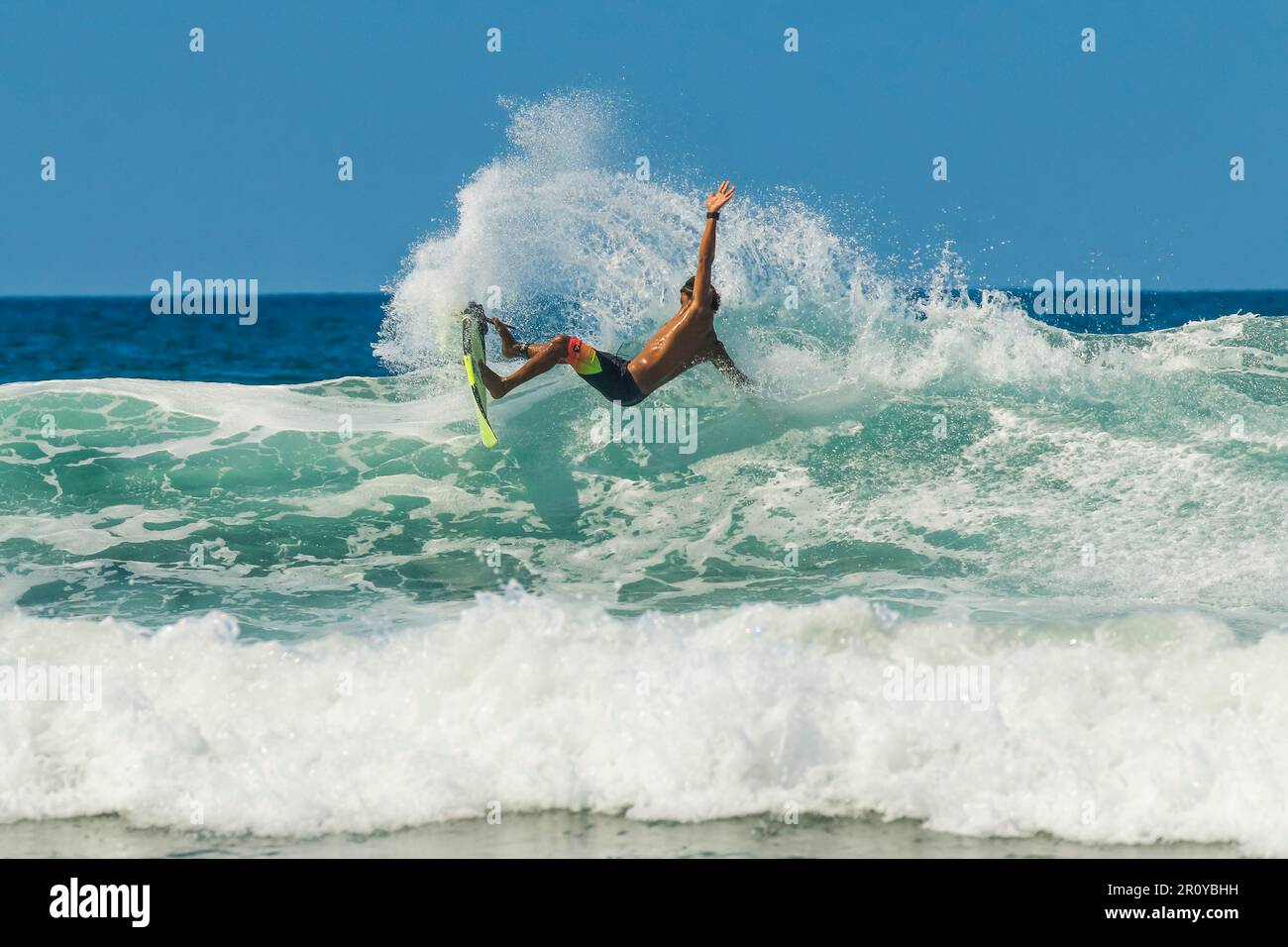 Shortboard surfer 'gets air' (aerial) on a wave at this fast-growing ...