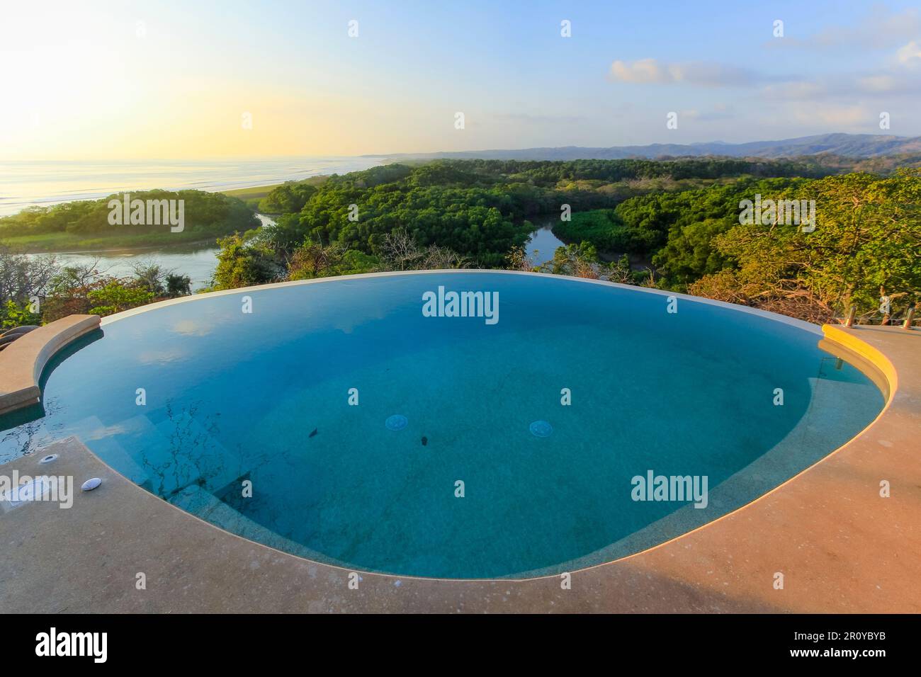 Beautiful sunset view from the luxury Lagarta Lodge pool of the Nosara ...