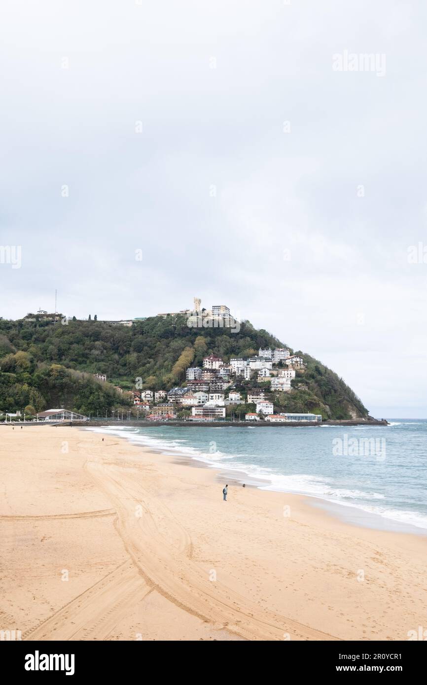 Ondarreta Beach with Funicular Monte Igueldo in the background ...