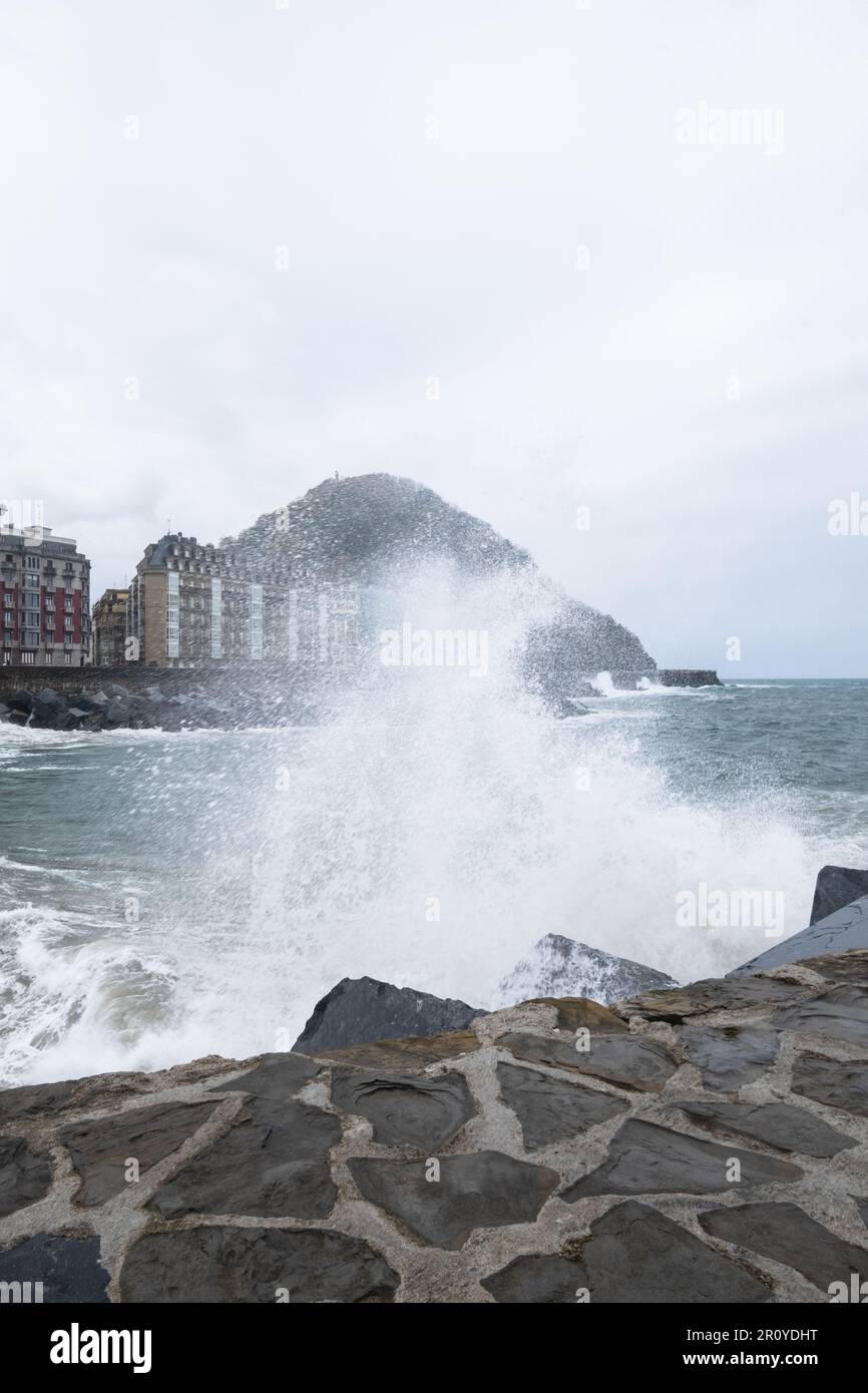 Wave breaking, Donostia San Sebastian, Basque Country Stock Photo - Alamy