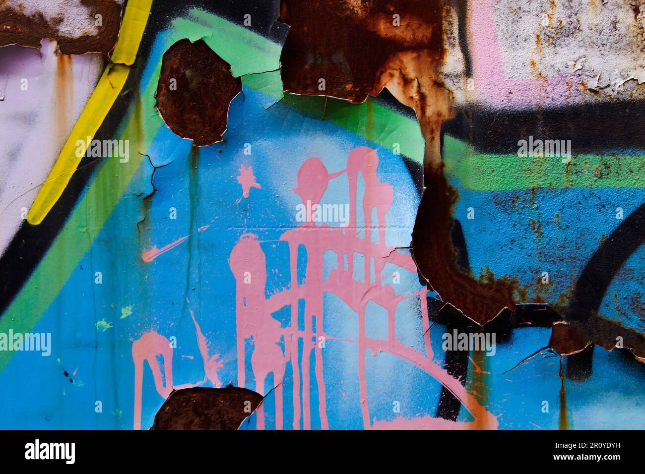 Detail of worn out graffiti paint on old rusty wall Stock Photo - Alamy