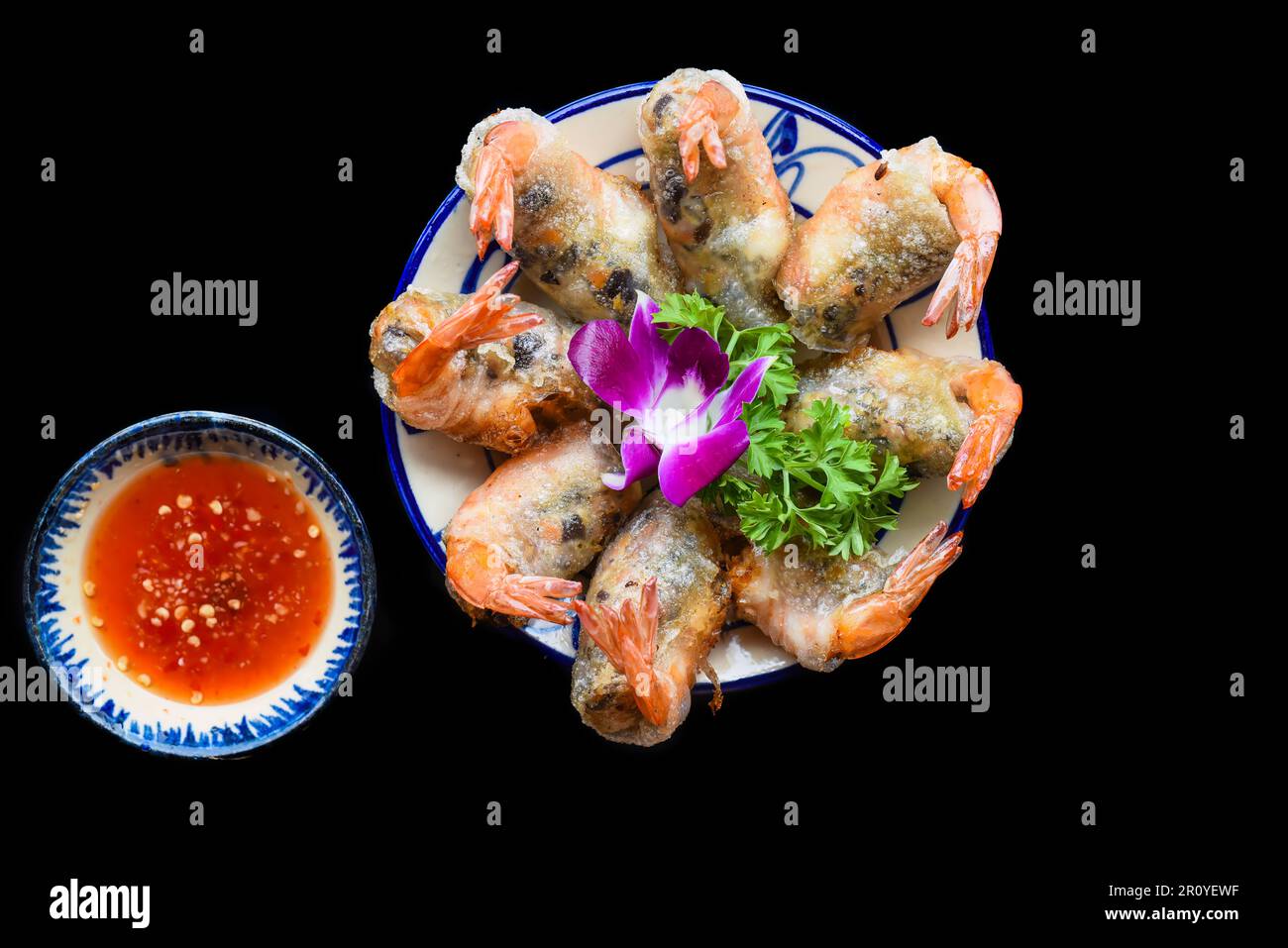 Traditional fried vietnamese spring rolls with shrimps and pork, rice ...