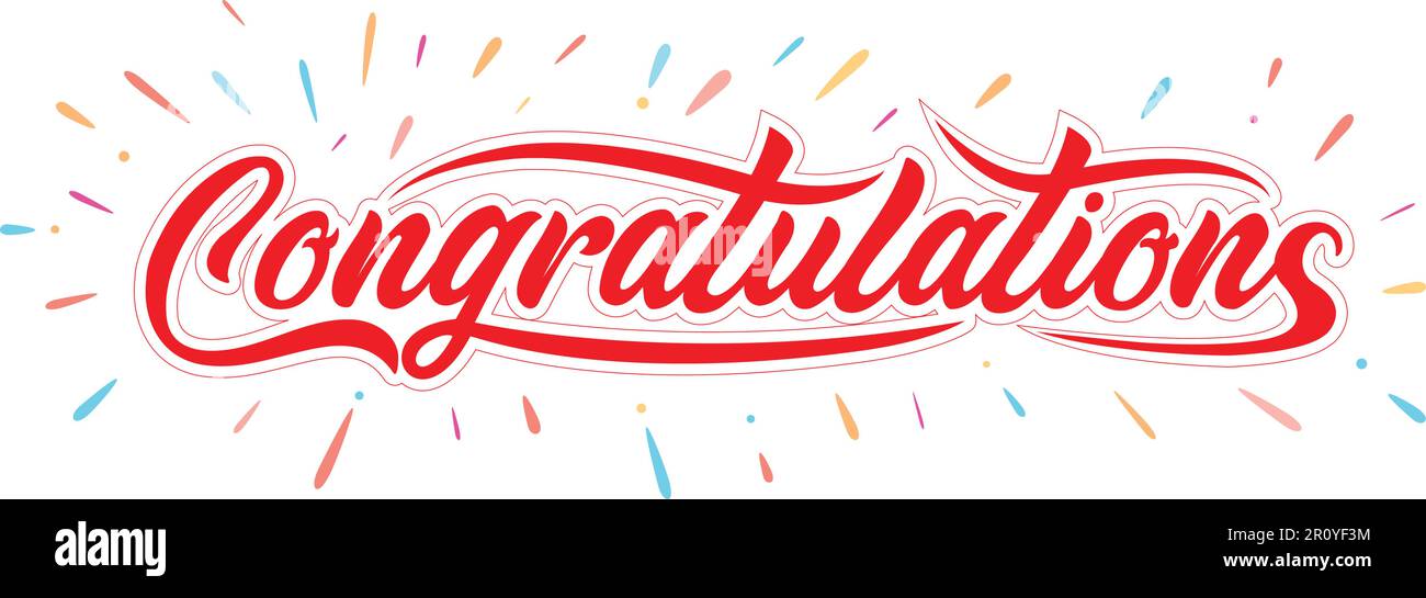 Congratulations lettering greeting sign. Handwritten modern brush ...