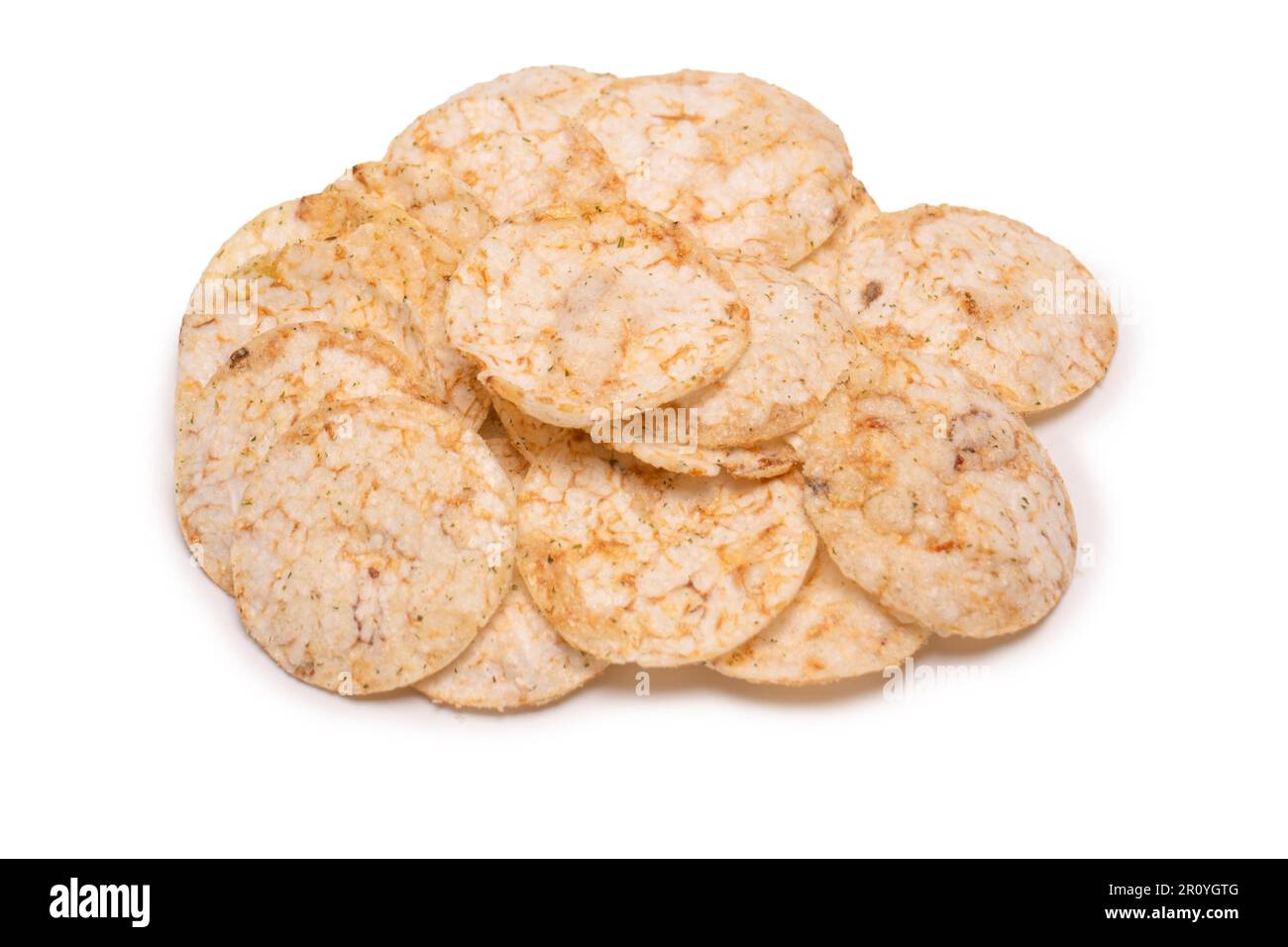 Rice chips isolated on a white background Stock Photo - Alamy