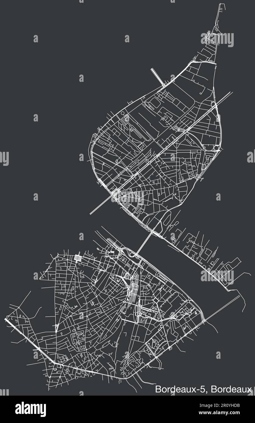 Street roads map of the BORDEAUX-5 CANTON, BORDEAUX Stock Vector Image ...