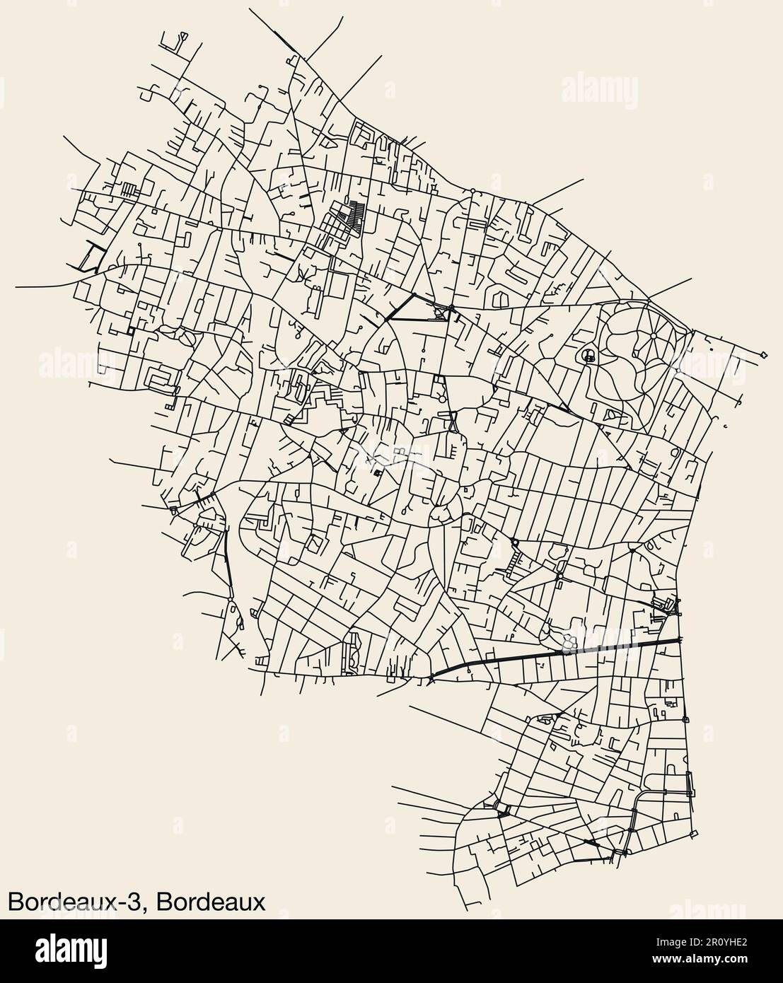 Street roads map of the BORDEAUX-3 CANTON, BORDEAUX Stock Vector Image ...