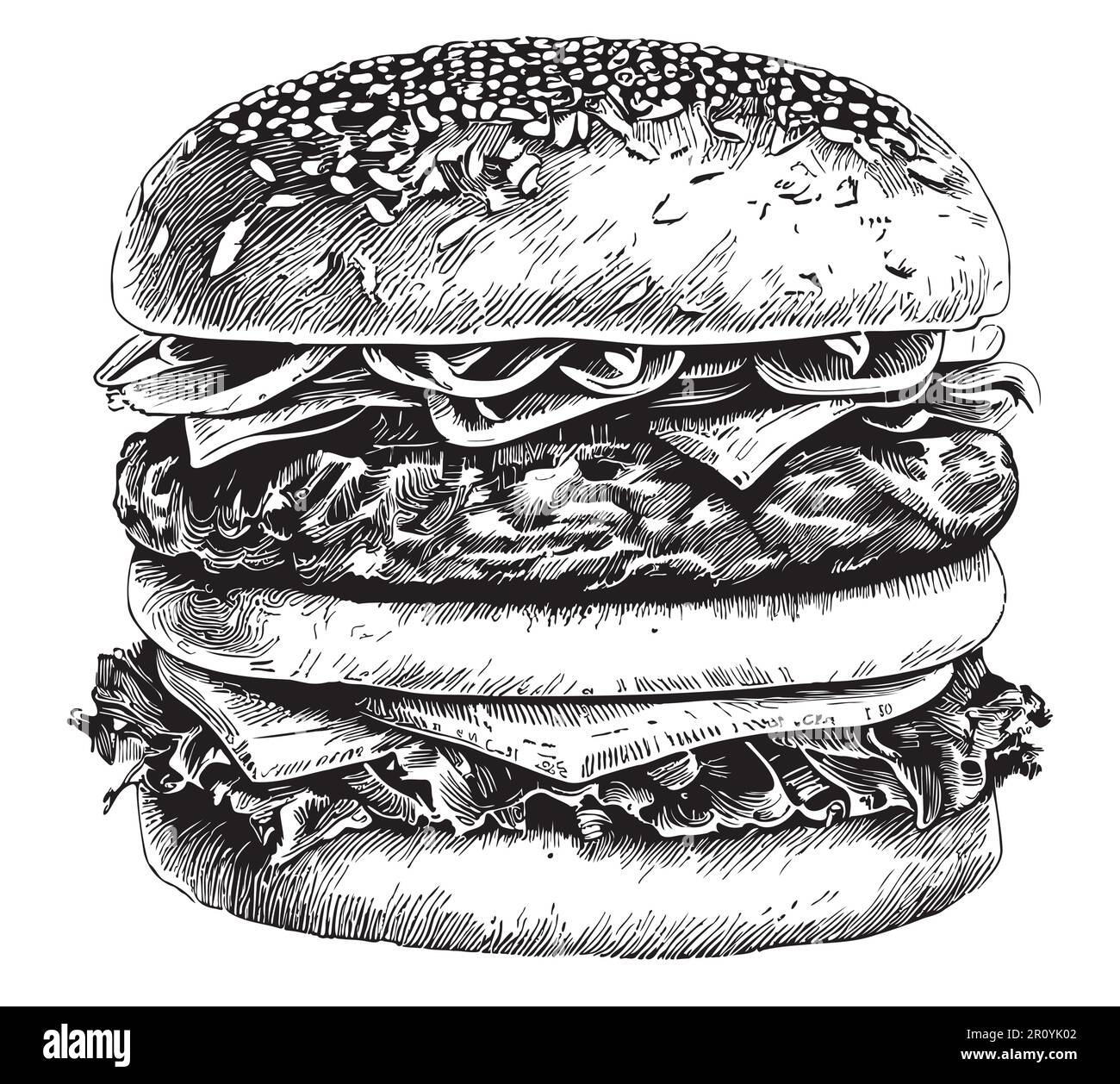 Double cheeseburger in hand Stock Vector Images - Alamy