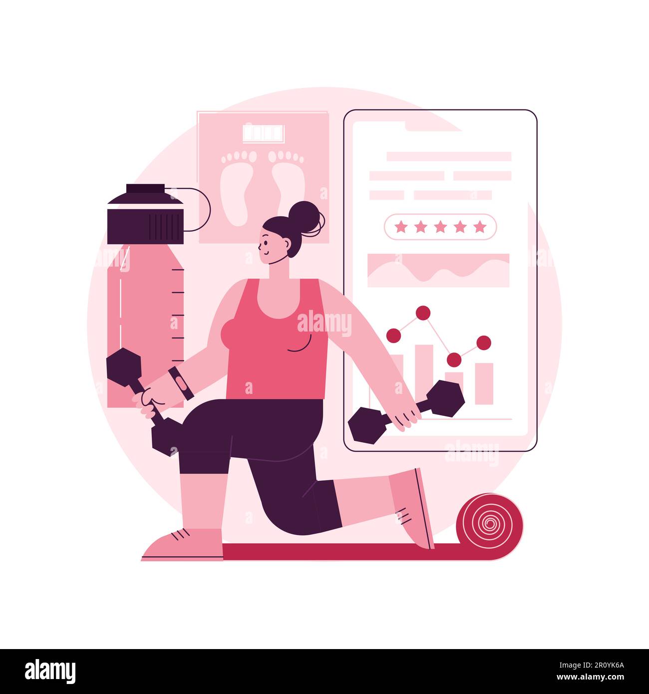 Connected workout abstract concept vector illustration. Digitally ...
