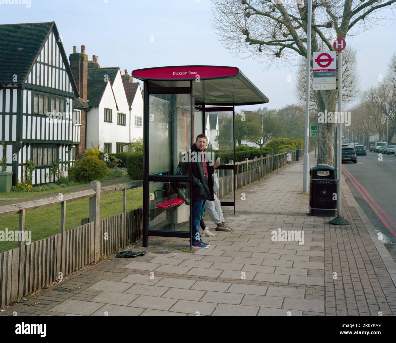 Bus stop on Well Hall Road, London where Stephen Lawrence the black ...