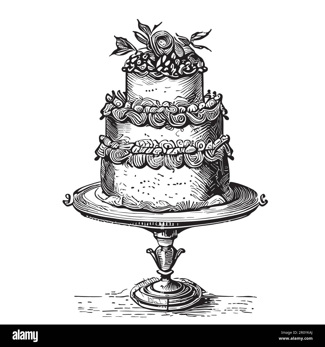 Cake hand drawing Cut Out Stock Images & Pictures - Alamy