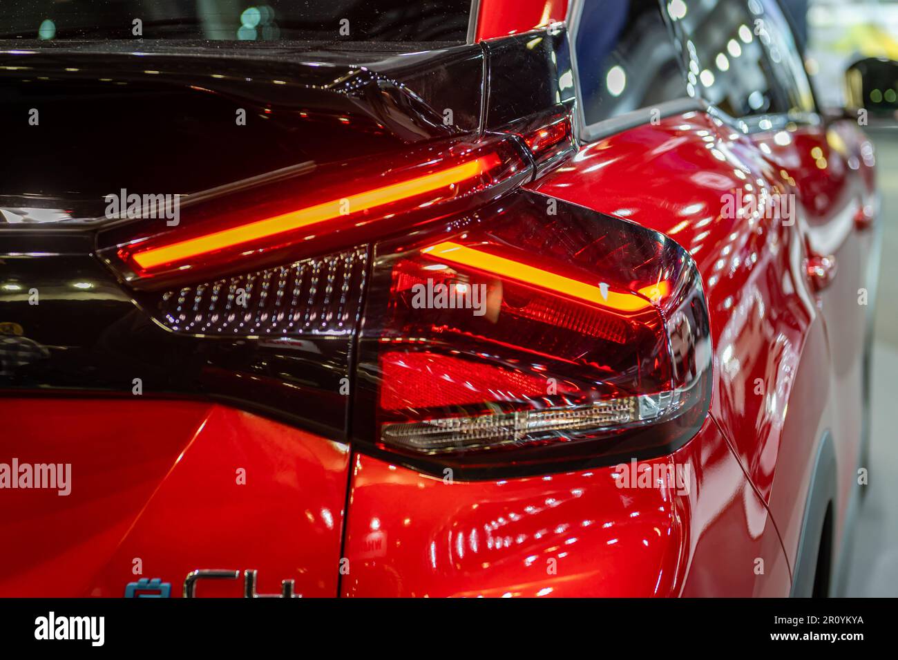 Riga, Latvia, April 28, 2023: LED rear lights and car design closeup of ...