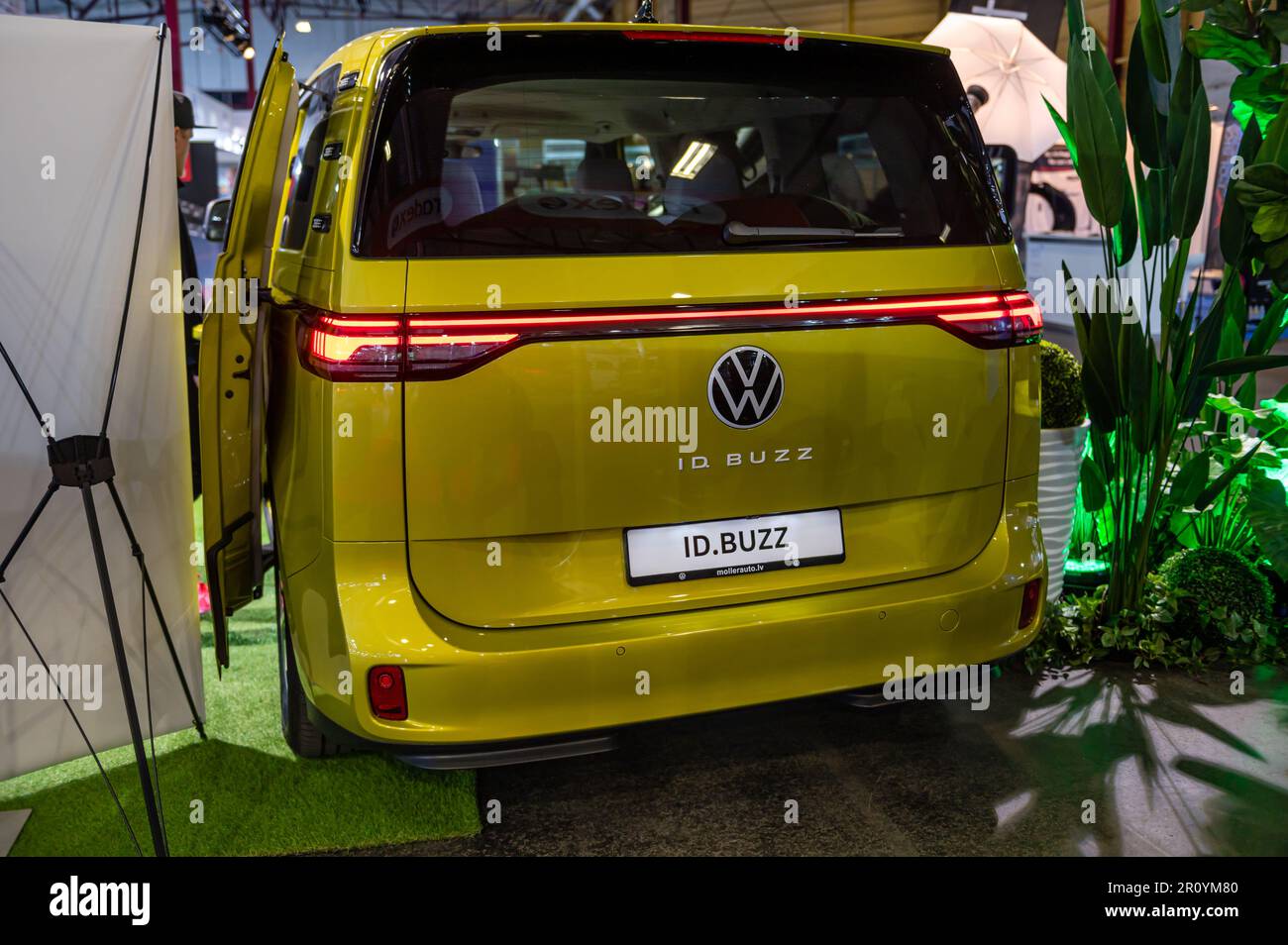 Riga, Latvia, April 28, 2023: Volkswagen ID. Buzz electric minivan ...