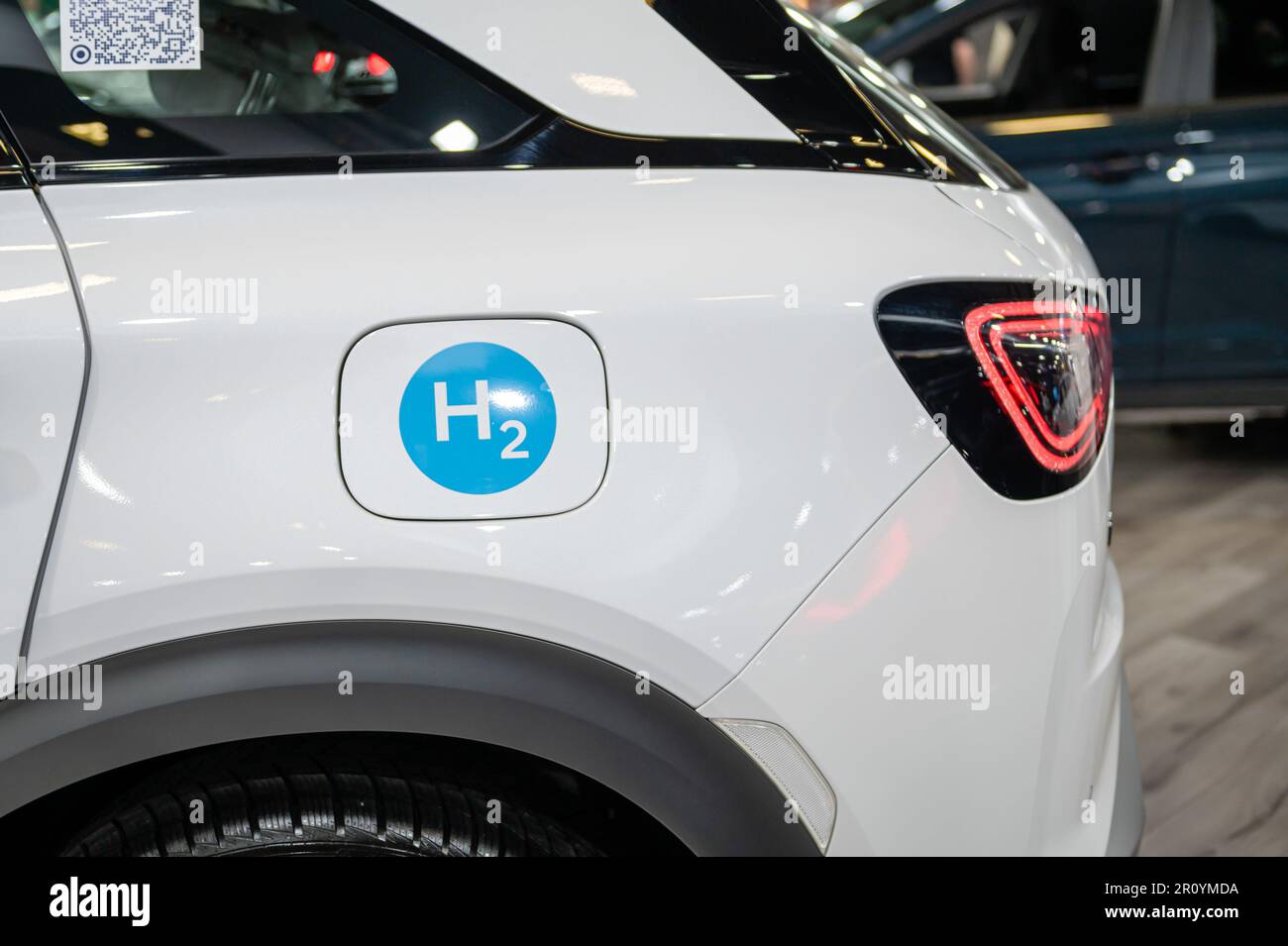 Riga, Latvia, April 28, 2023: LED taillights and car design closeup of ...