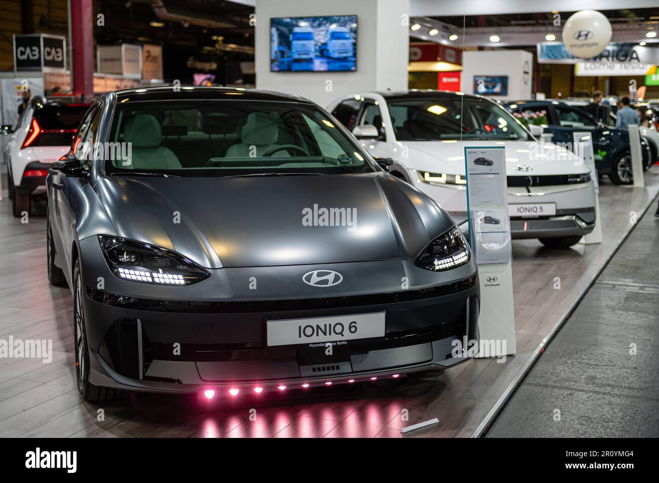 Riga, Latvia, April 28, 2023: electric supercar Hyundai Ioniq 6 ...