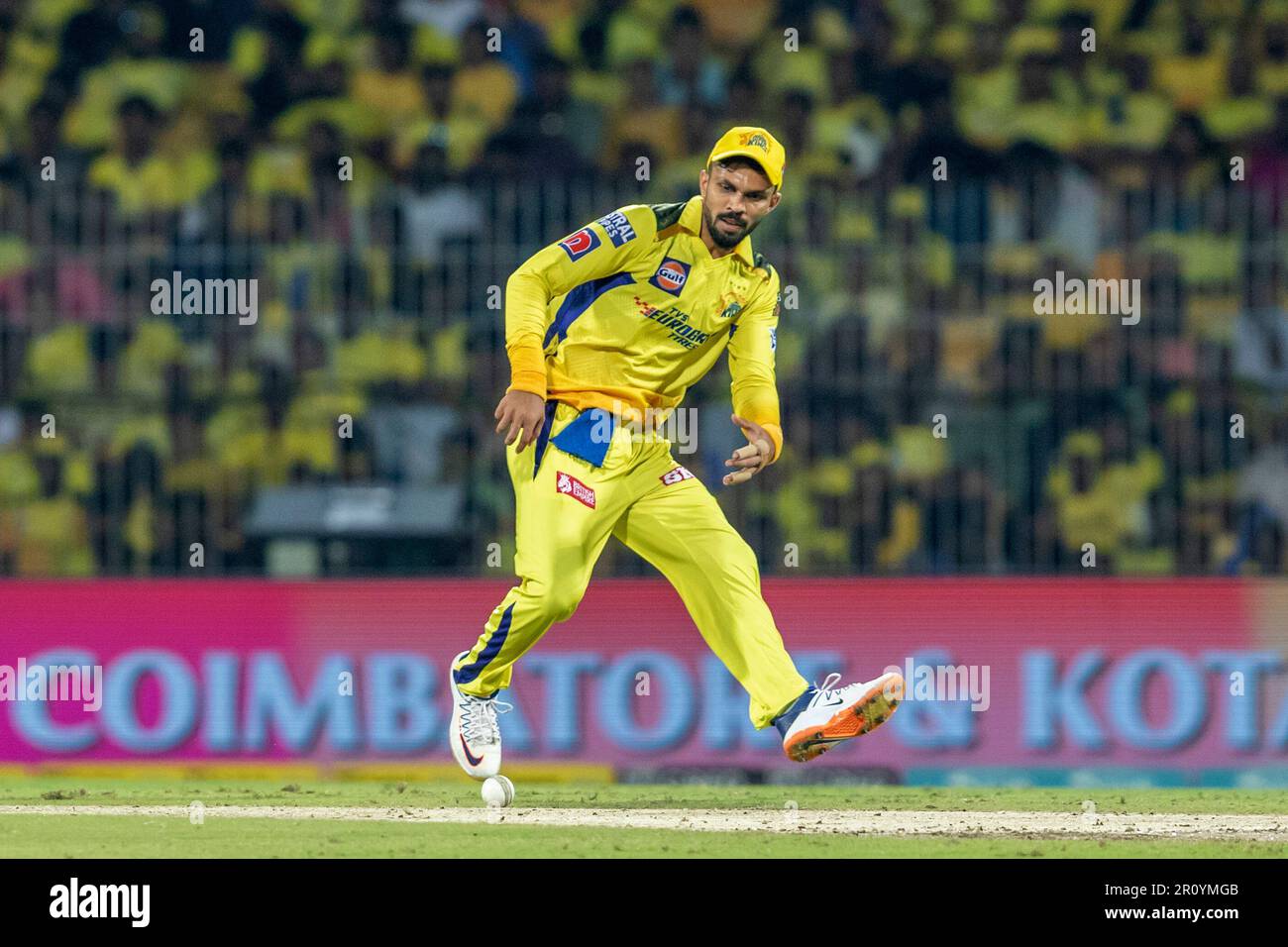 Chennai Super Kings' Ruturaj Gaikwad fields a ball during the Indian ...
