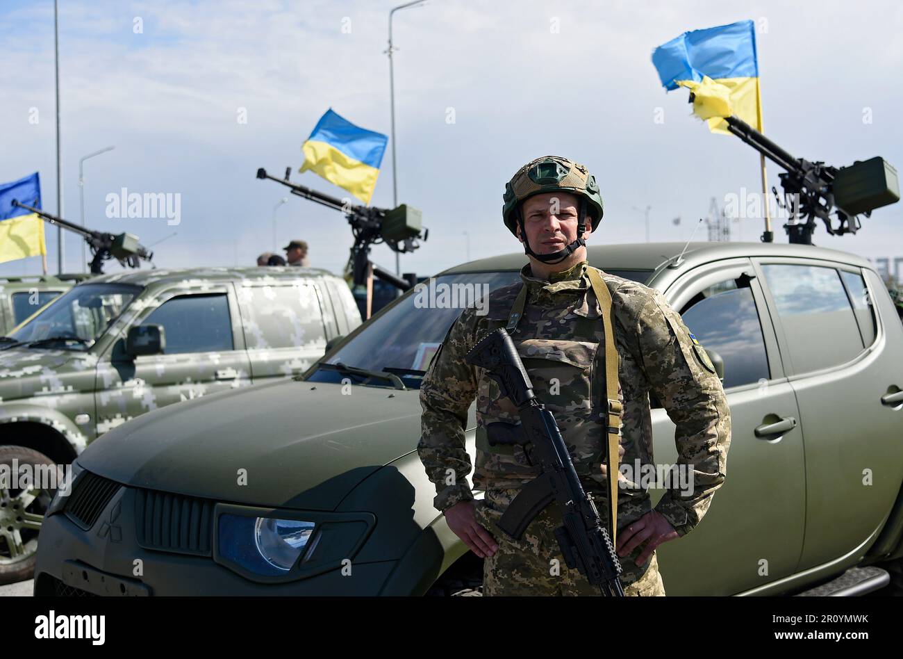 KYIV REGION, UKRAINE - MAY 10, 2023 - A Ukrainian serviceman is ...