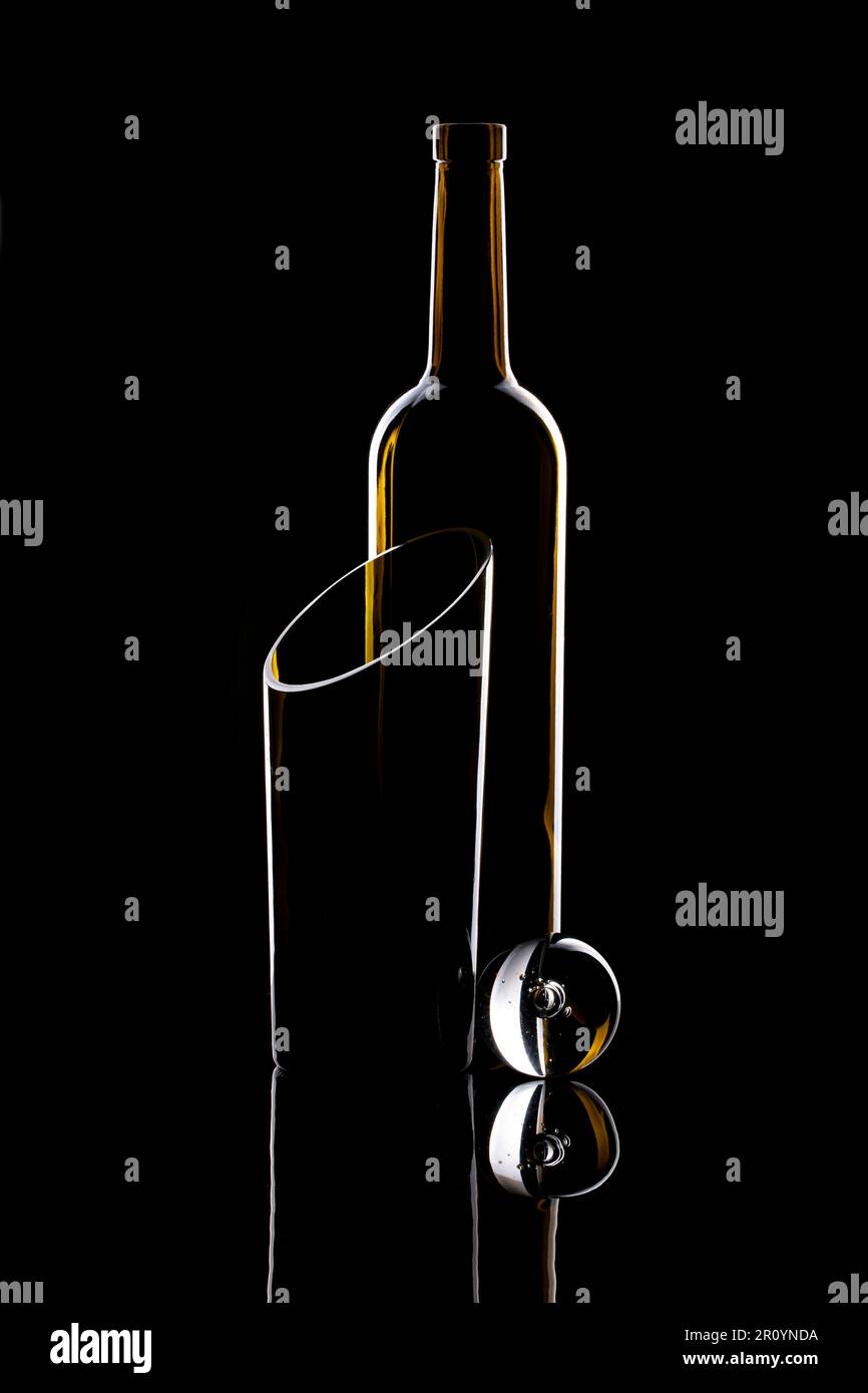 Still life with glass objects on a black background Stock Photo - Alamy