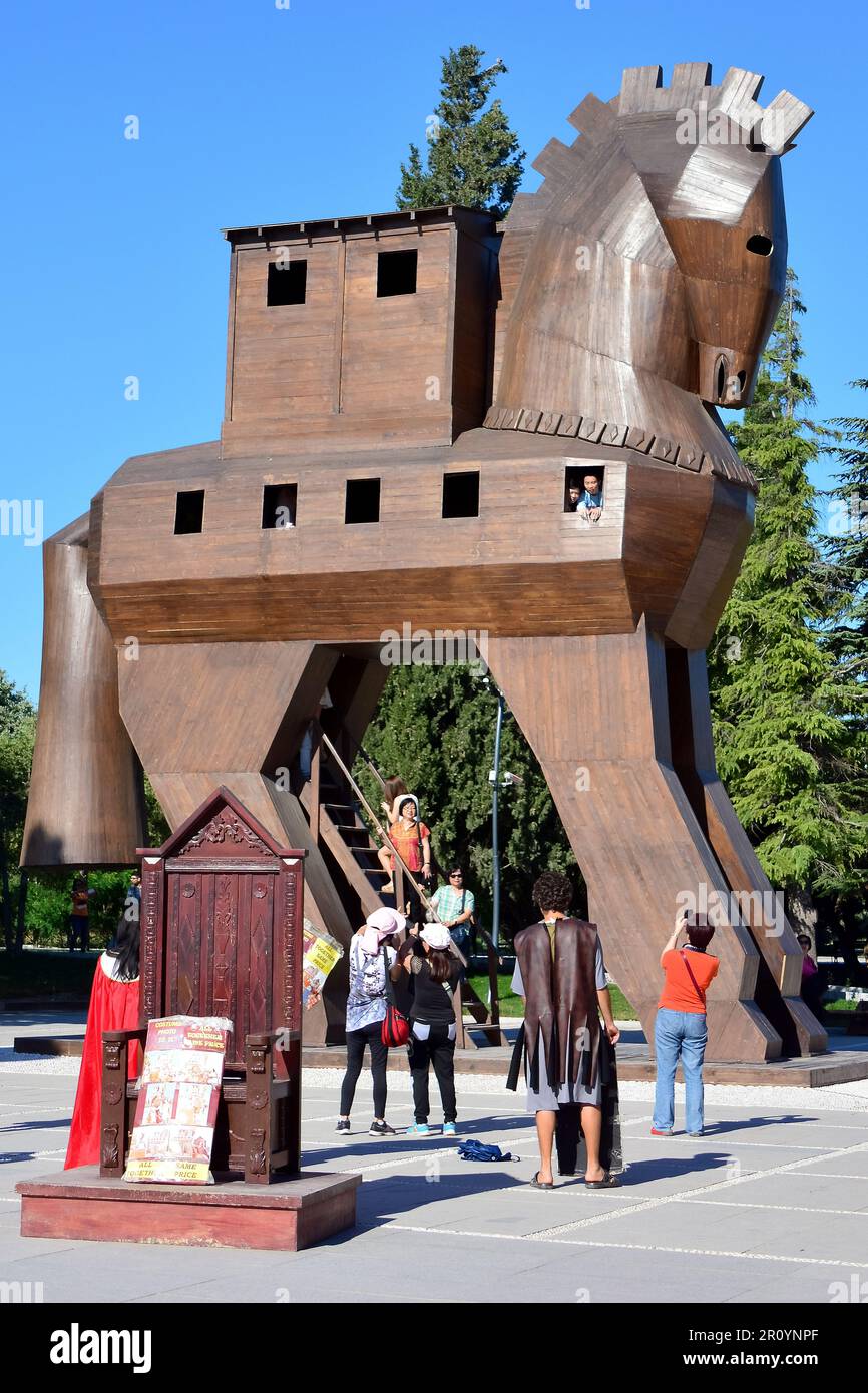 Wooden Trojan Horse monument, Ruins in Troy, ancient city and ...