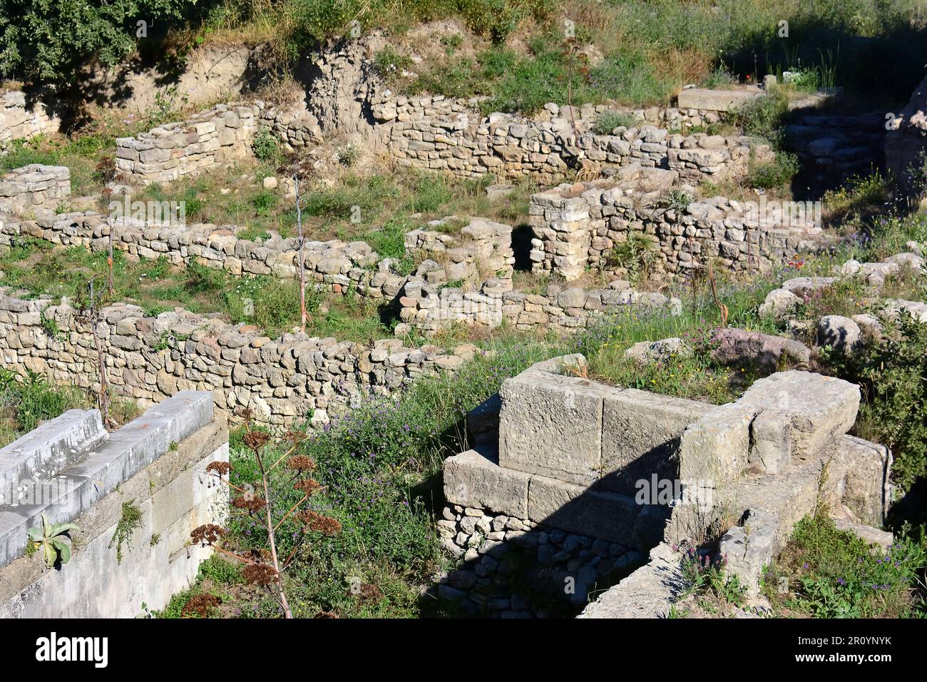 Ruins in Troy, ancient city and archaeological site located at Hisarlik ...