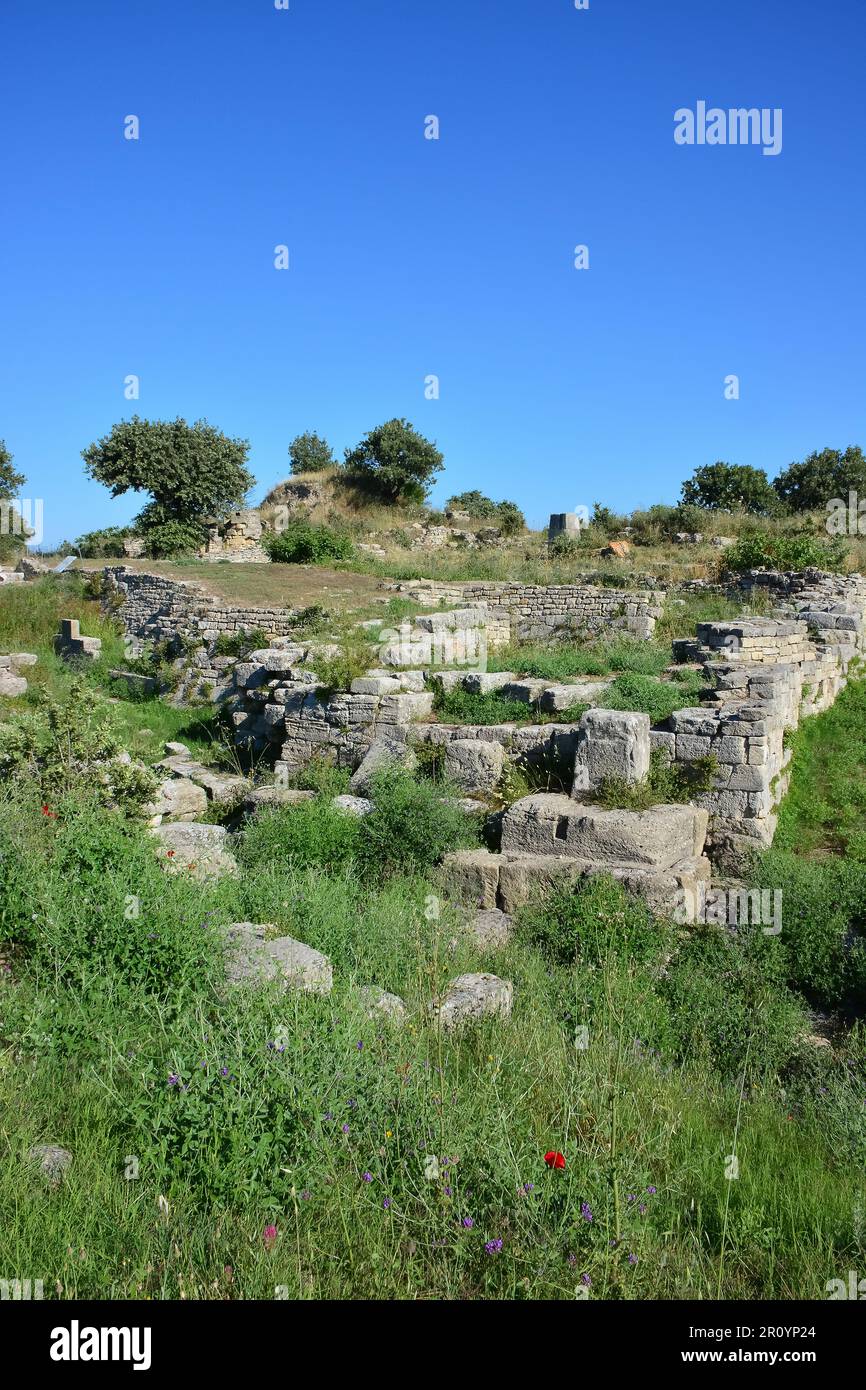 Ruins in Troy, ancient city and archaeological site located at Hisarlik ...