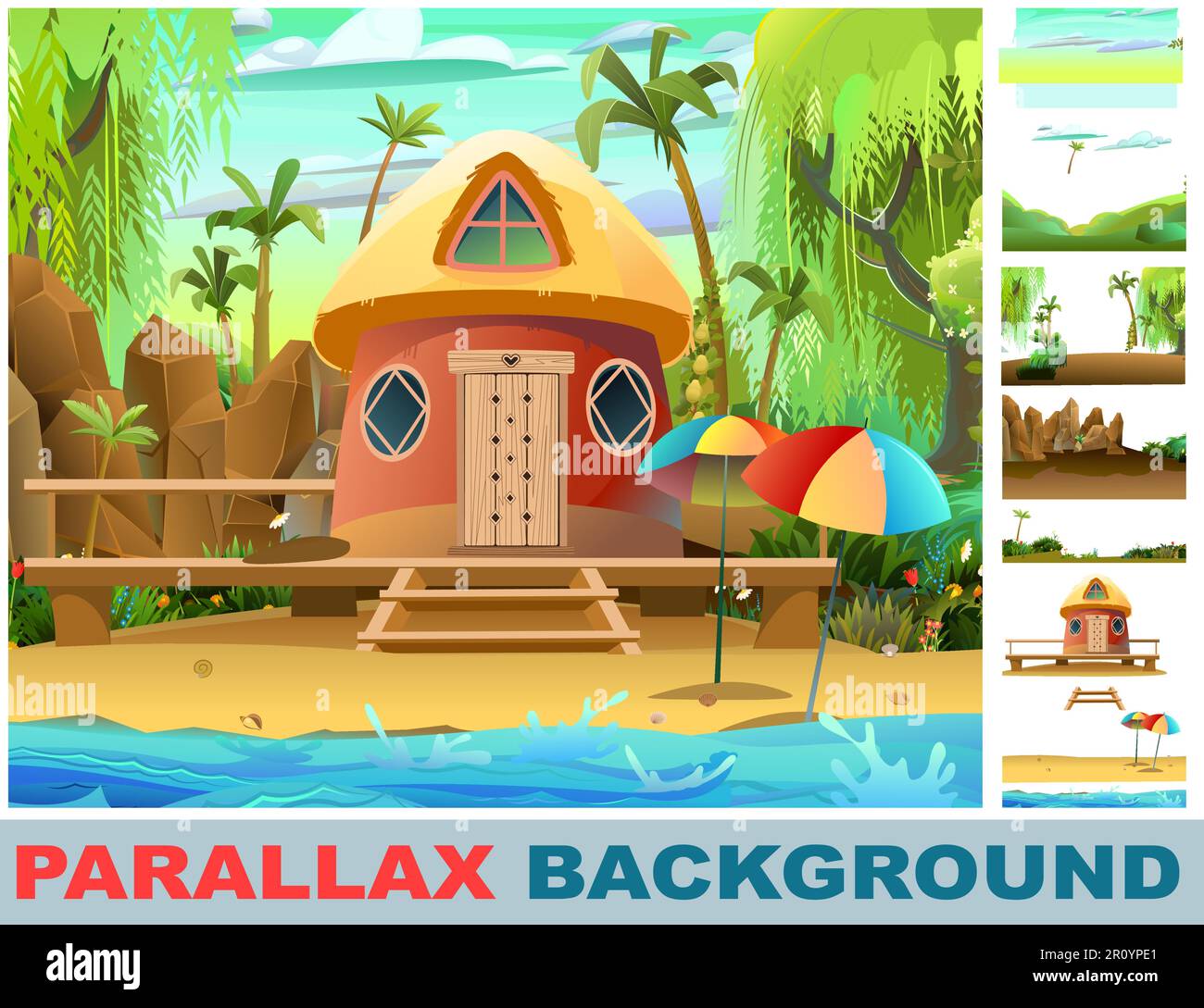 Cartoon beach hut hi-res stock photography and images - Alamy