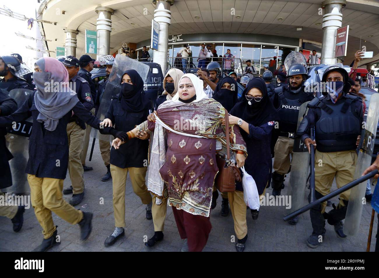 Abbottabad, Pakistan, May 10, 2023. Police officials restore baton ...