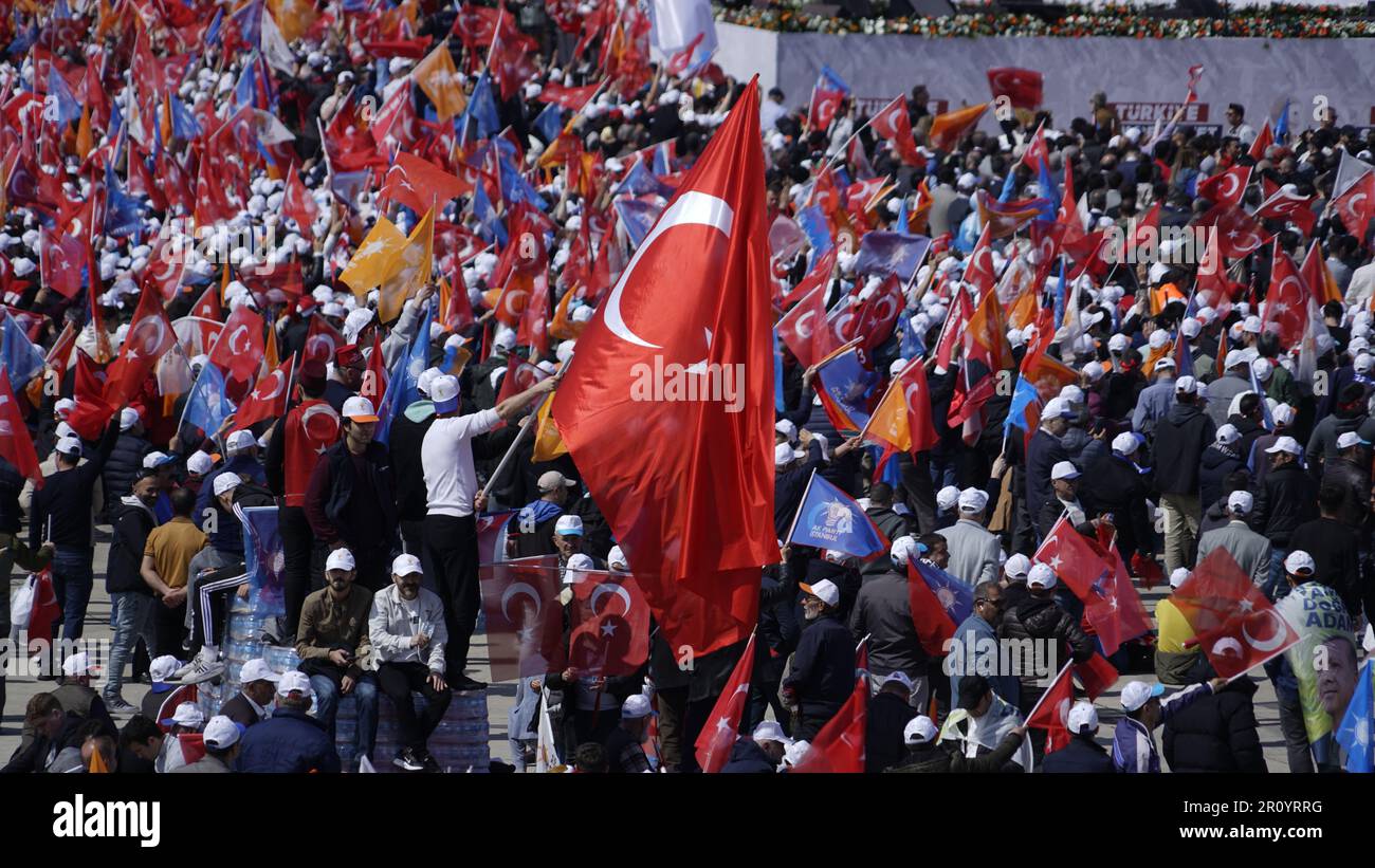President Recep Tayyip Erdogan campaigns at Istanbul's Ataturk Airport ...