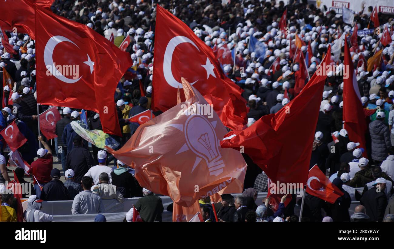 President Recep Tayyip Erdogan campaigns at Istanbul's Ataturk Airport ...