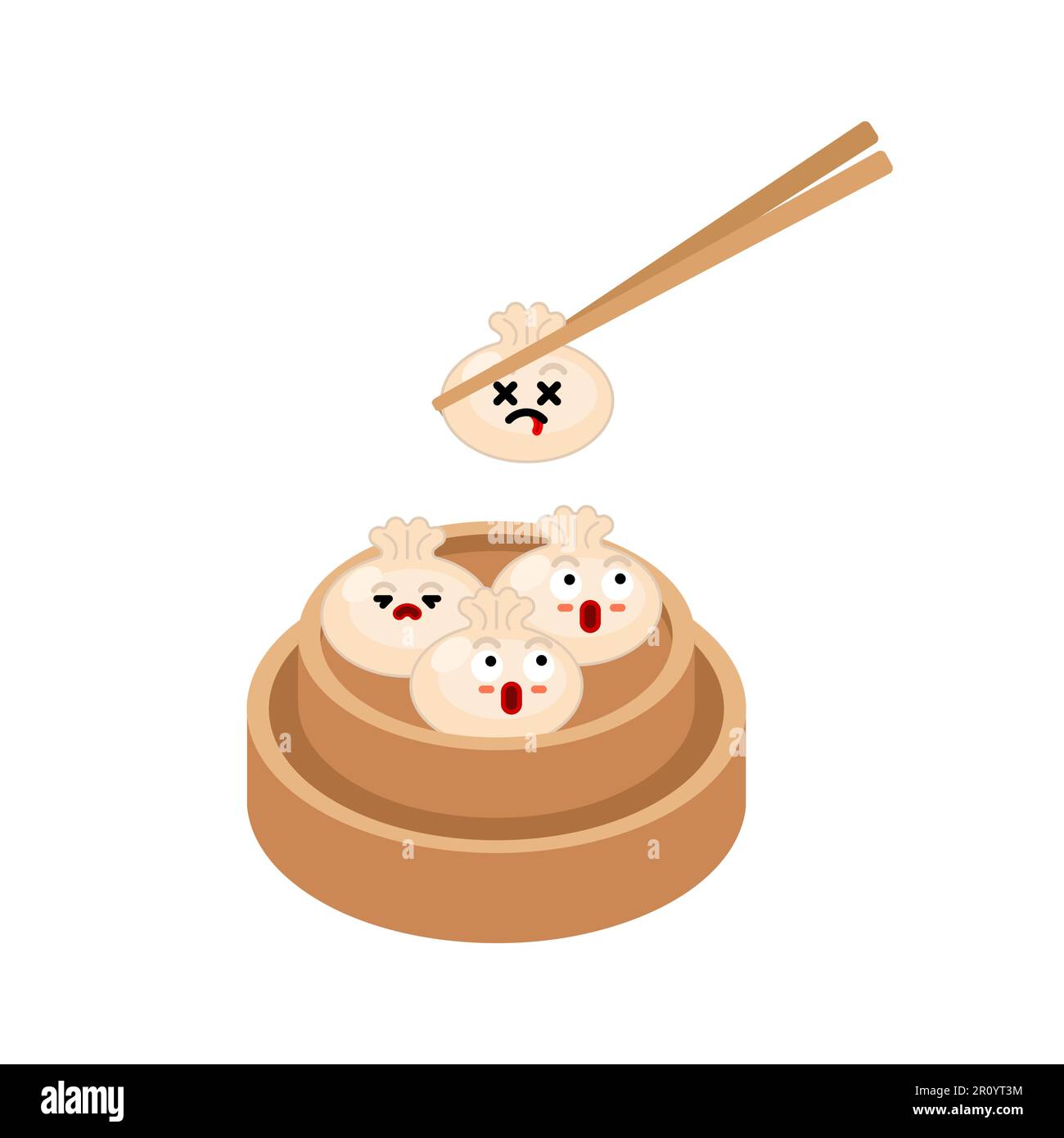 Cute chinese dumpling in bowl. Vector illustration Stock Vector Image ...