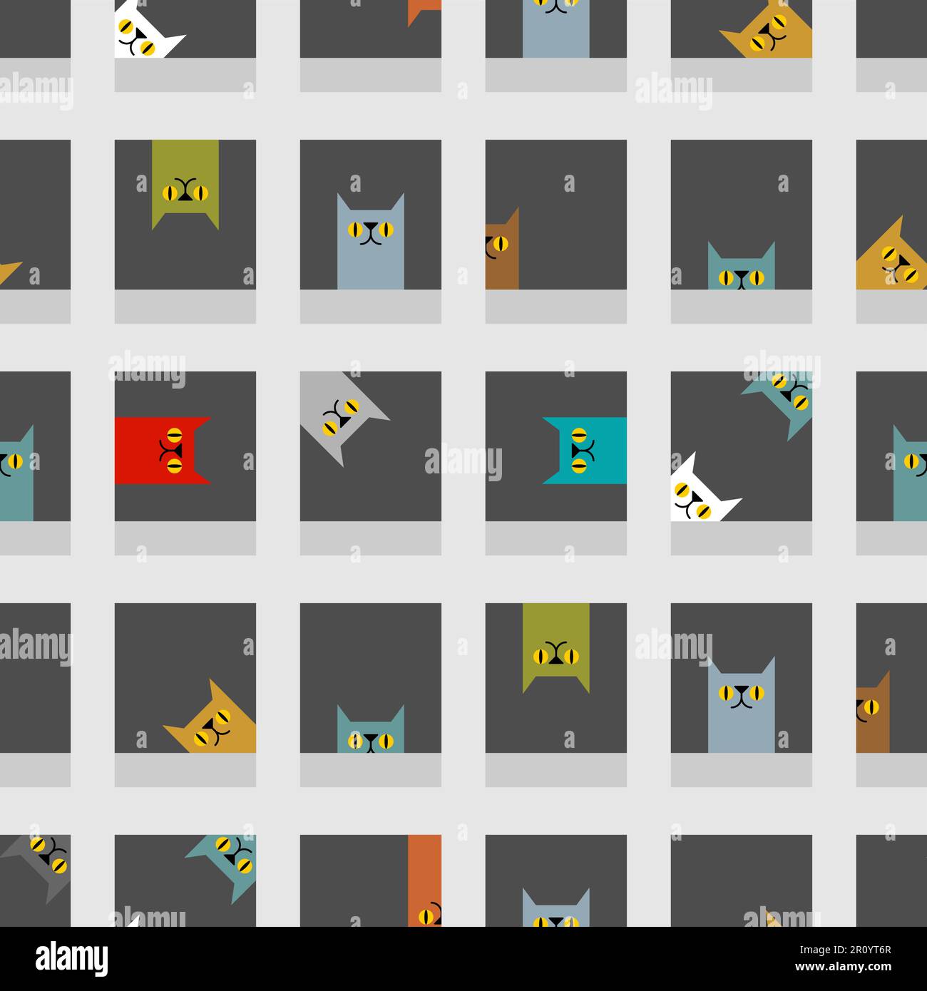 Cat house pattern seamless. Cat in window background. Baby fabric ...