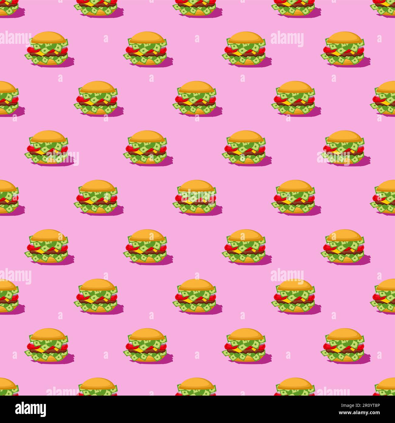 Money burger pattern seamless. Hamburger with dollars background. Fast ...