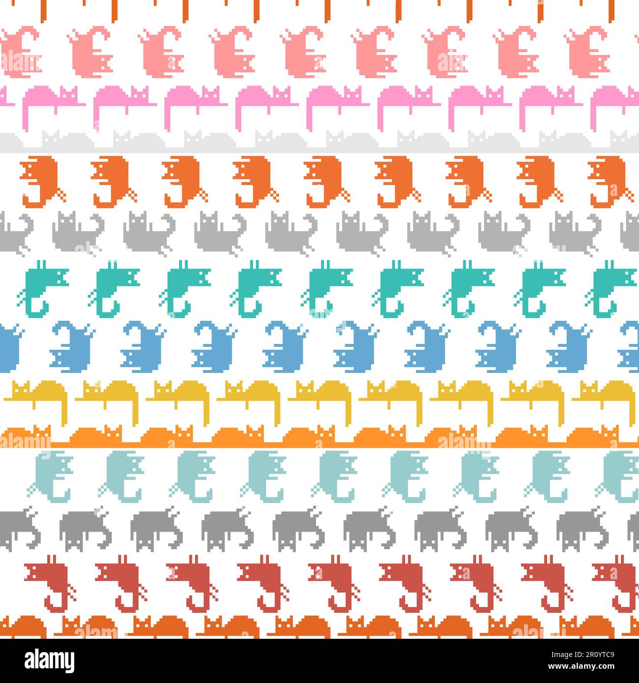 Cat pixel art pattern seamless. 8 bit pat background. pixelated Baby ...