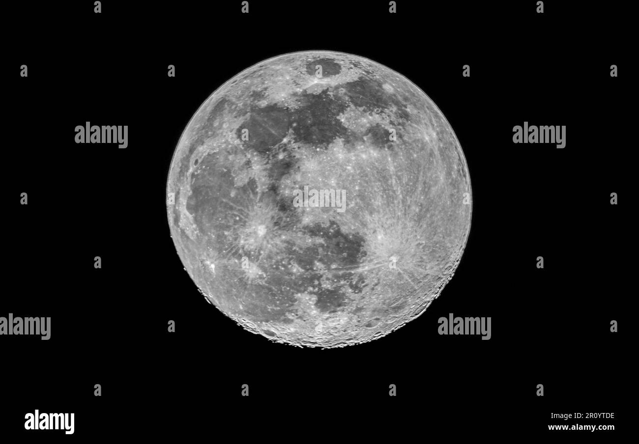 Full moon on black background Stock Photo - Alamy