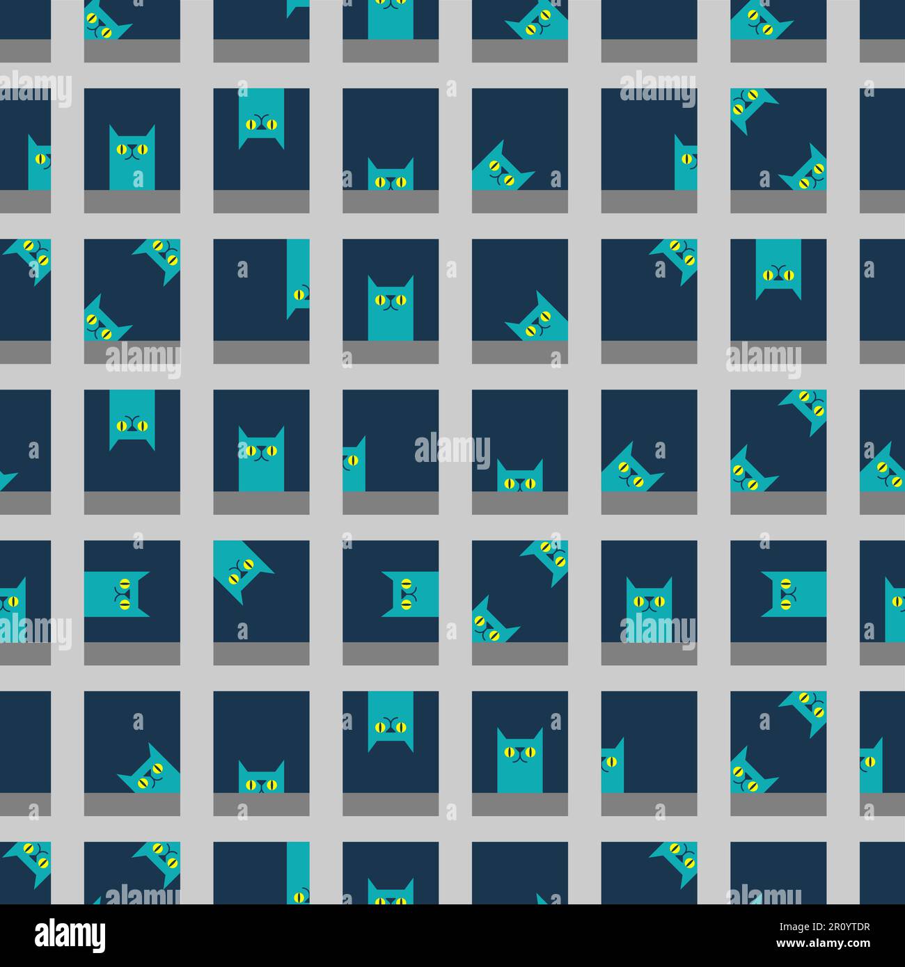 Cat house pattern seamless. Cat in window background. Baby fabric ...