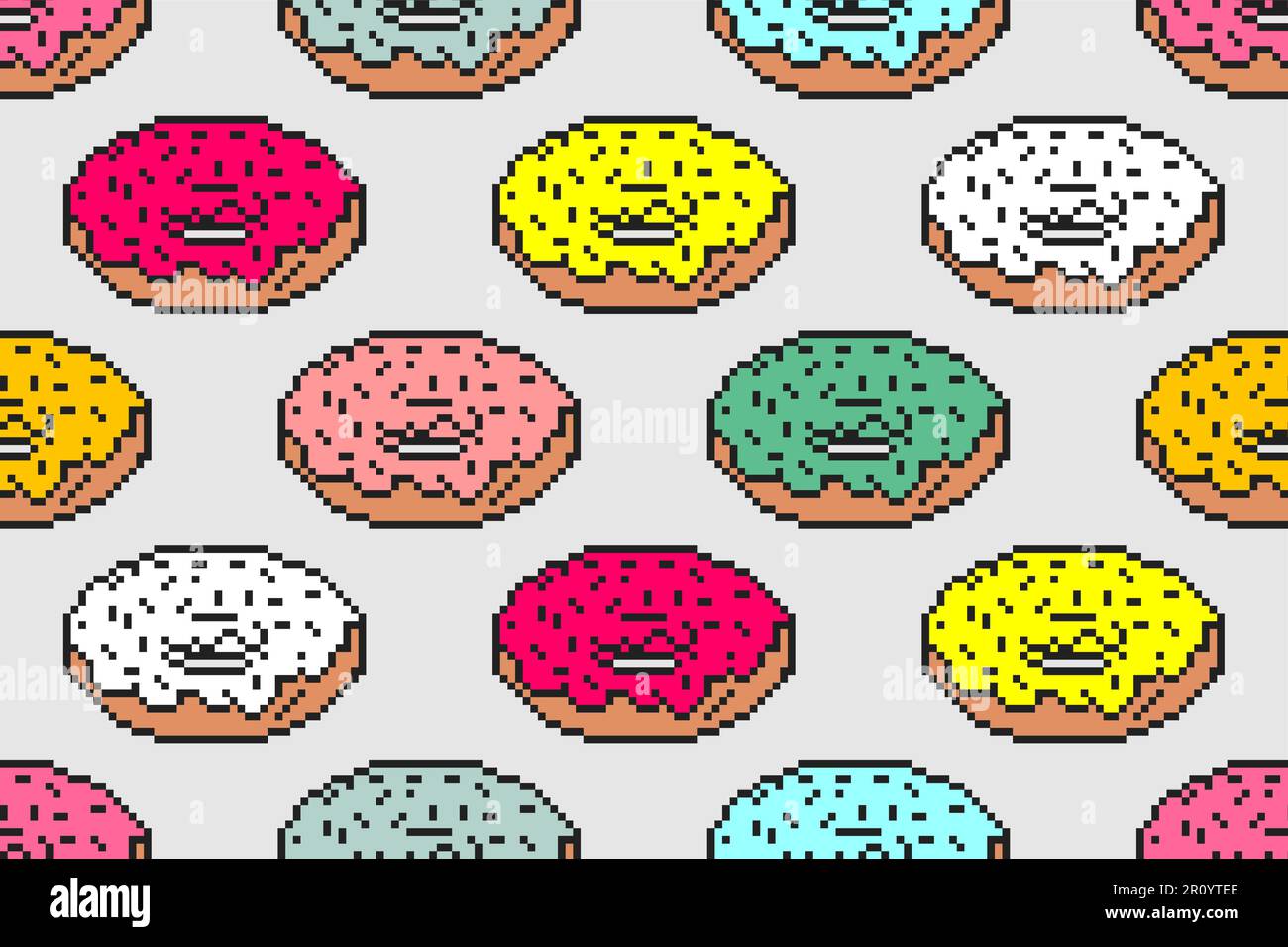 Donut pixel art pattern seamless. 8 bit food Sweetness background ...