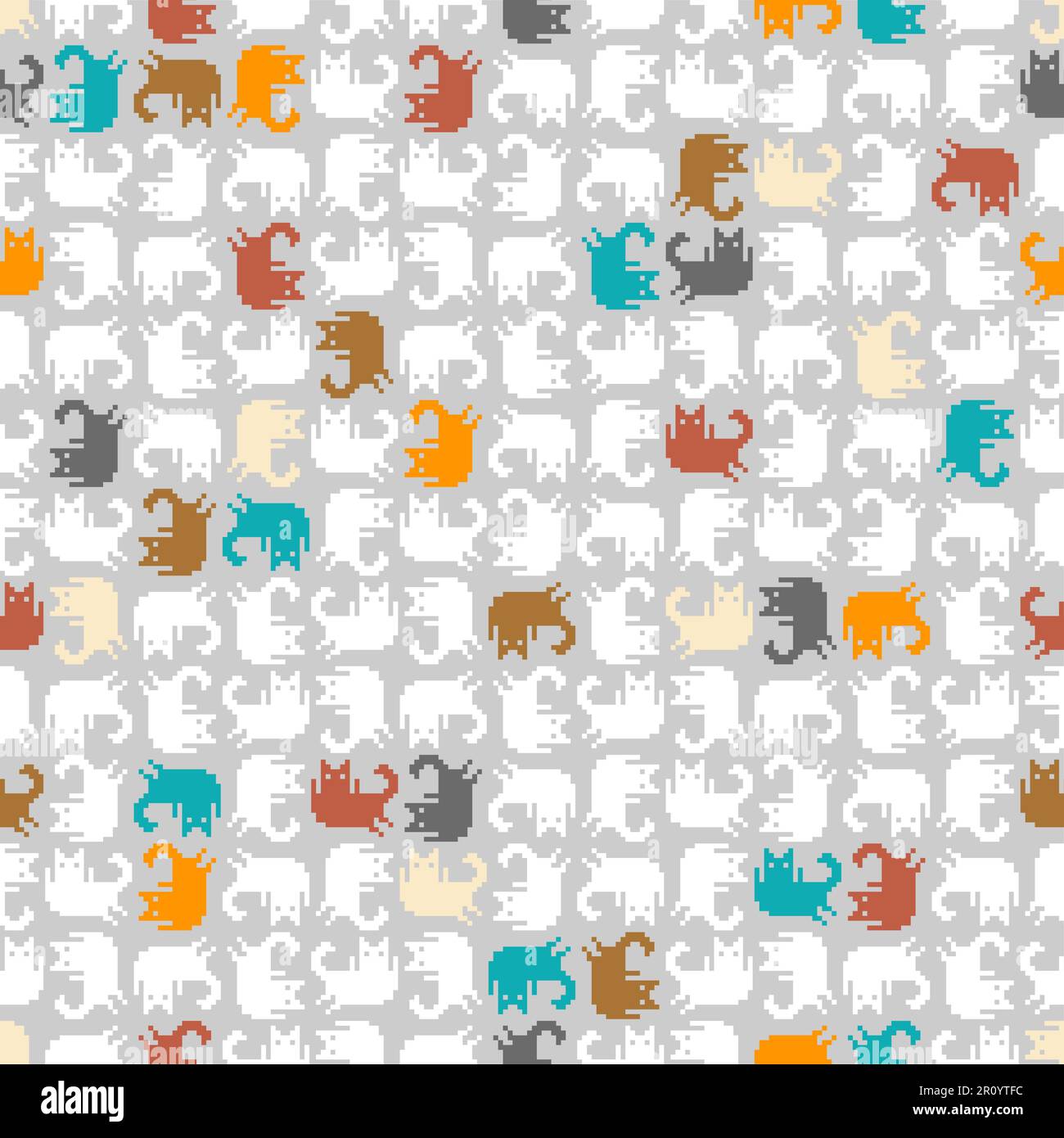 Cat pixel art pattern seamless. 8 bit pat background. pixelated Baby ...