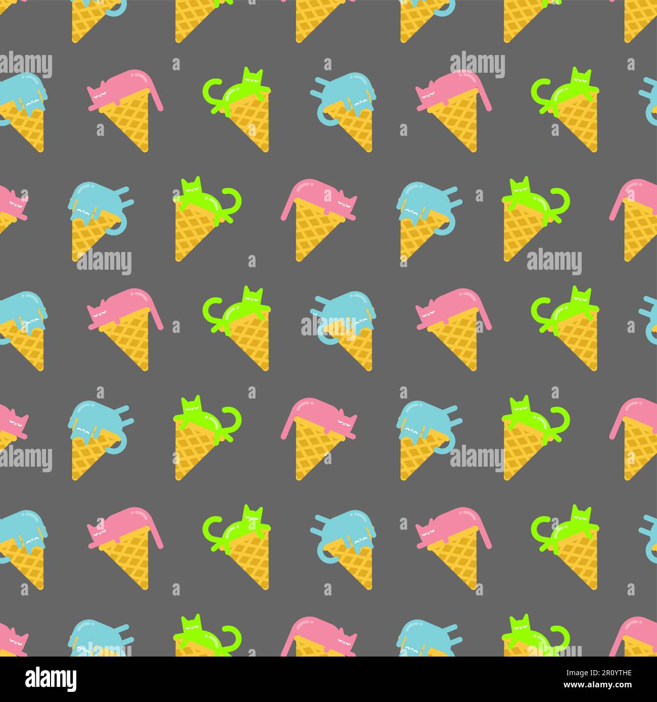 Ice cream cat pattern seamless. Eskimo pet background. Baby fabric ...