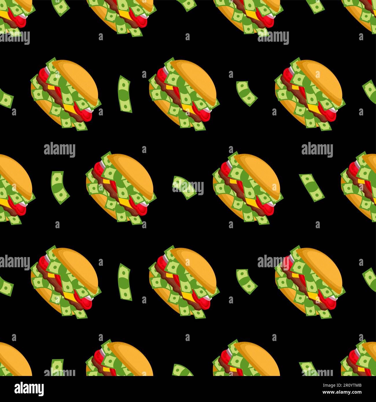 Money burger pattern seamless. Hamburger with dollars background. Fast ...