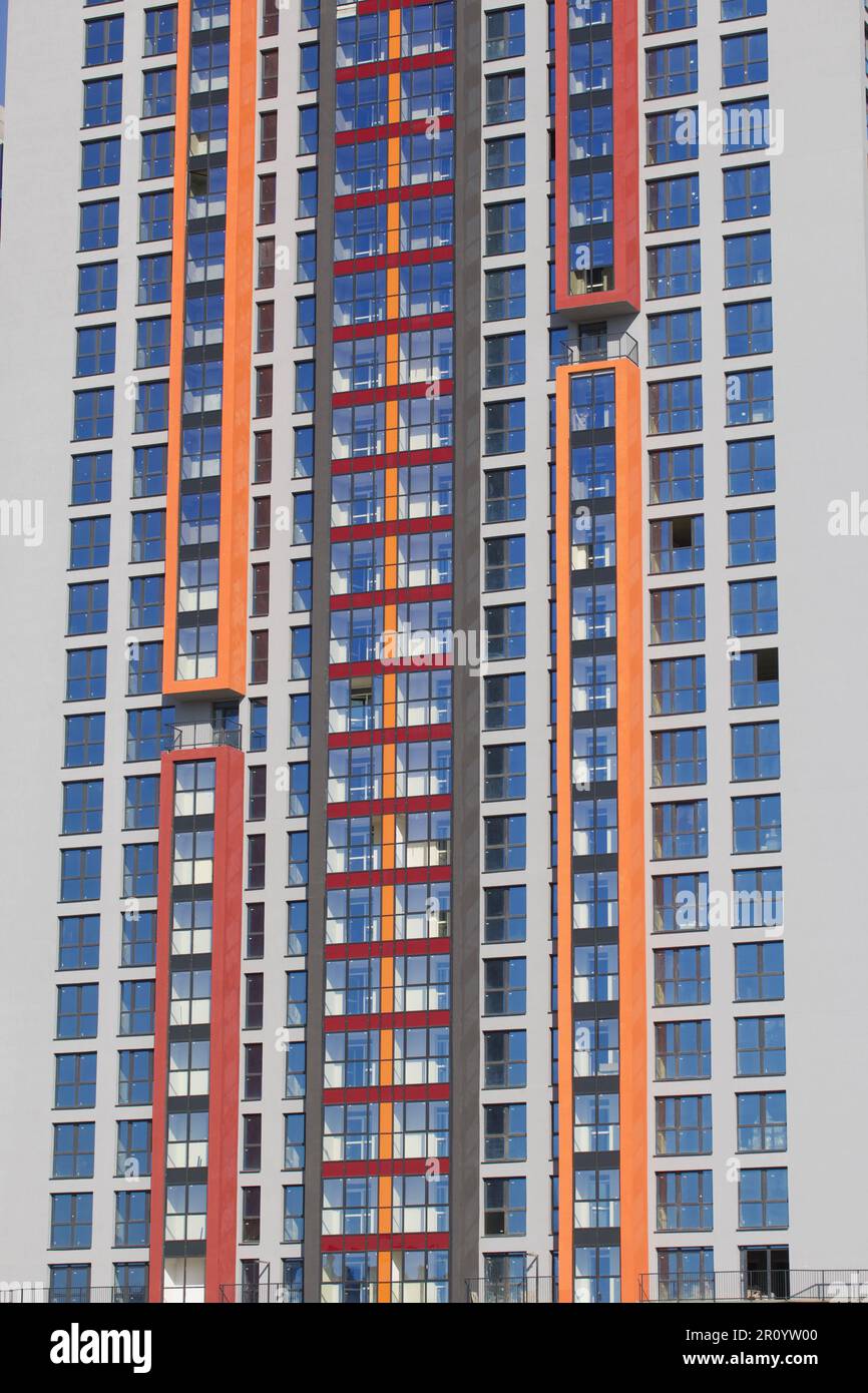 Modern high-rise buildings made of concrete and glass. Construction ...