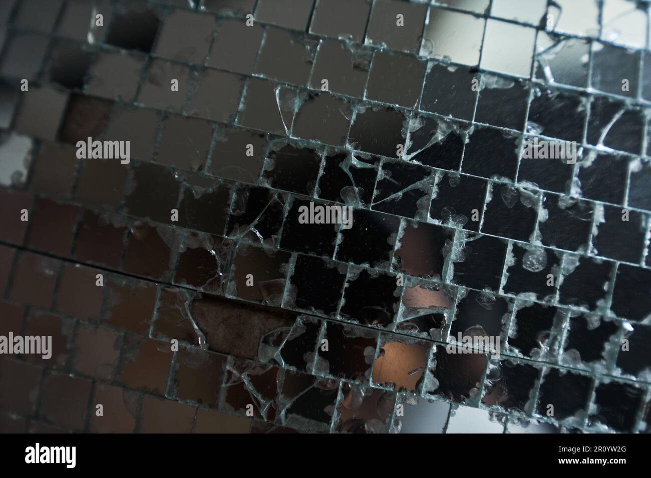 Top view of a large mirror tile used for wall decoration with space to ...