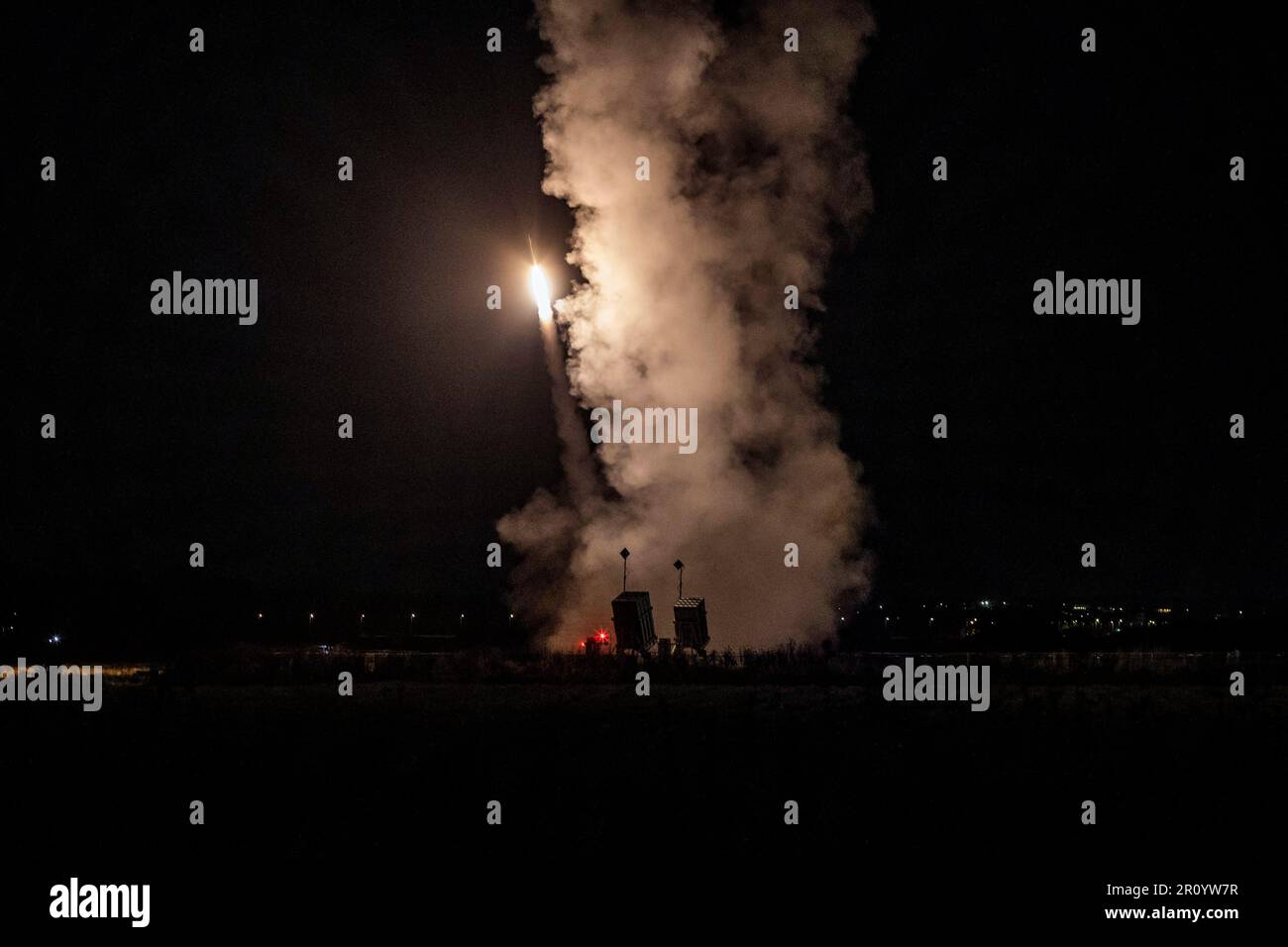 Sderot, Israel. 10th May, 2023. The Israeli Iron dome system fires from ...