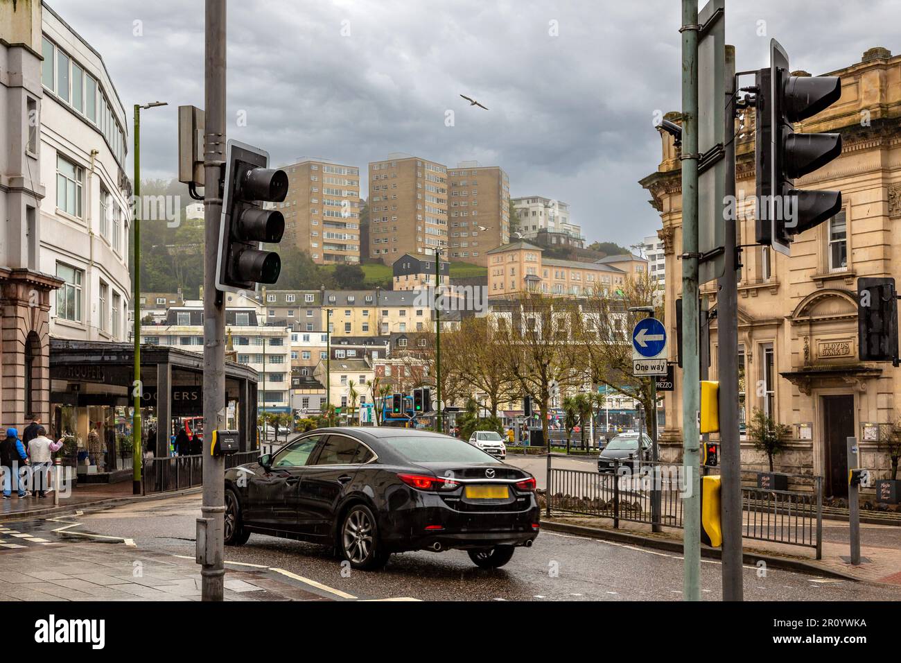 Street view in rainy weather in Torquay, Devon, UK Stock Photo - Alamy
