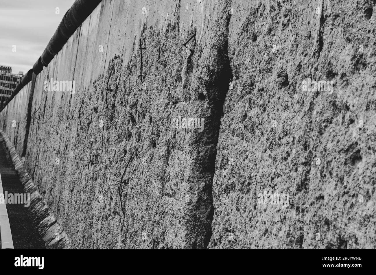 Graffiti on an old concrete wall Black and White Stock Photos & Images ...